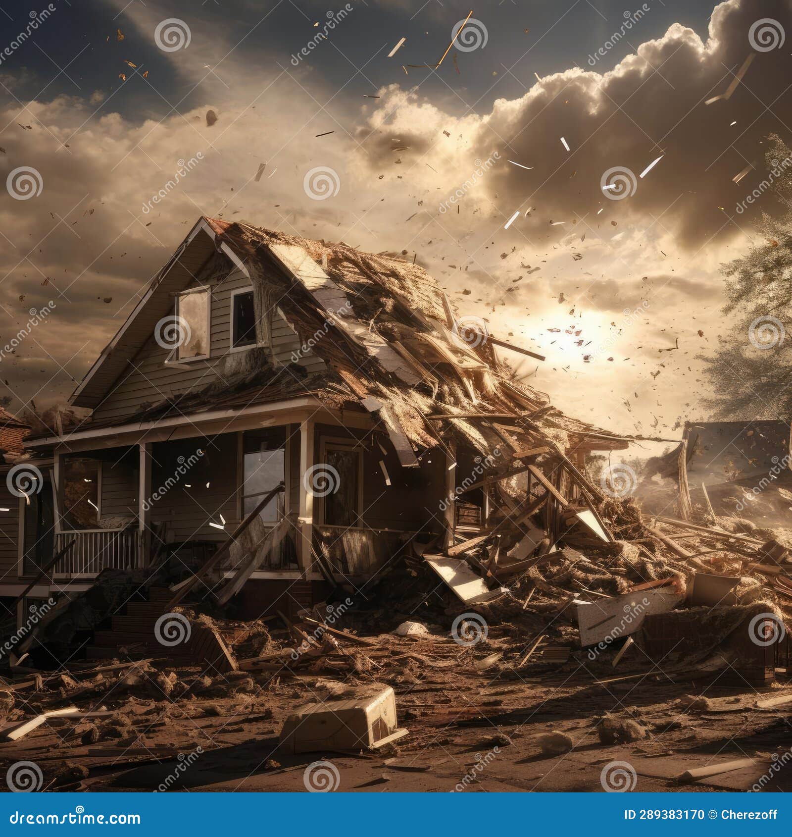 A Building Destroyed by a Tornado Stock Photo - Image of earthquake ...