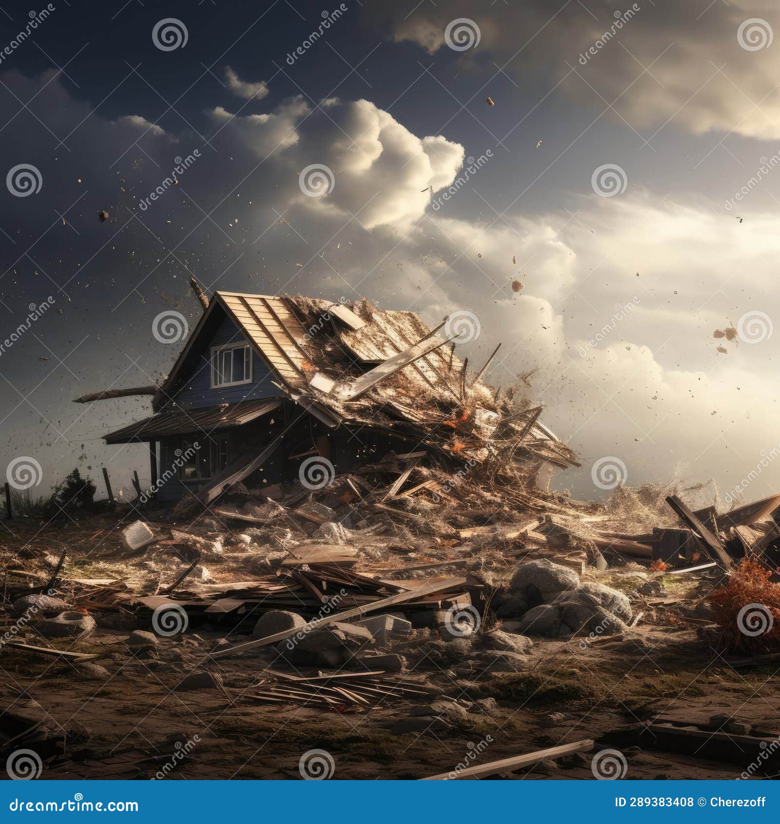 A Building Destroyed by a Tornado Stock Photo - Image of building ...