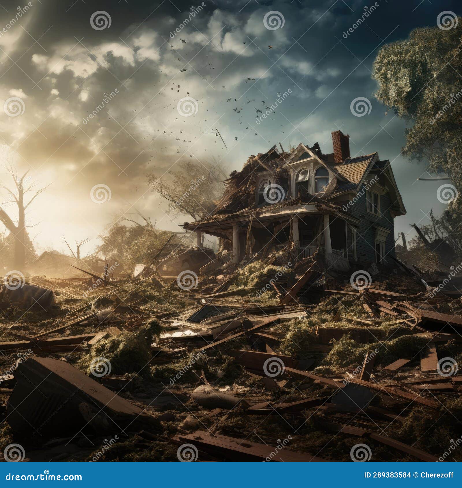 A Building Destroyed by a Tornado Stock Photo - Image of destroy ...