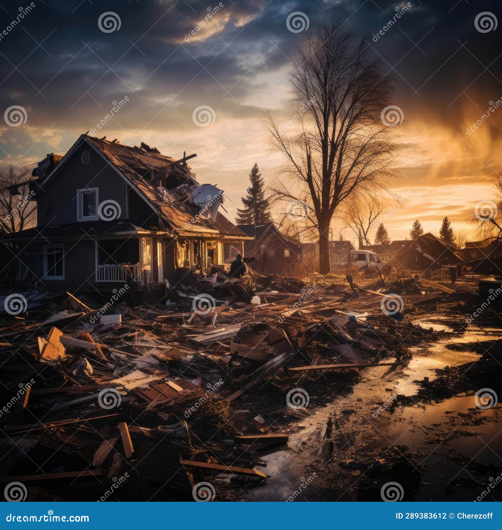A Building Destroyed by a Tornado Stock Photo - Image of destruction ...
