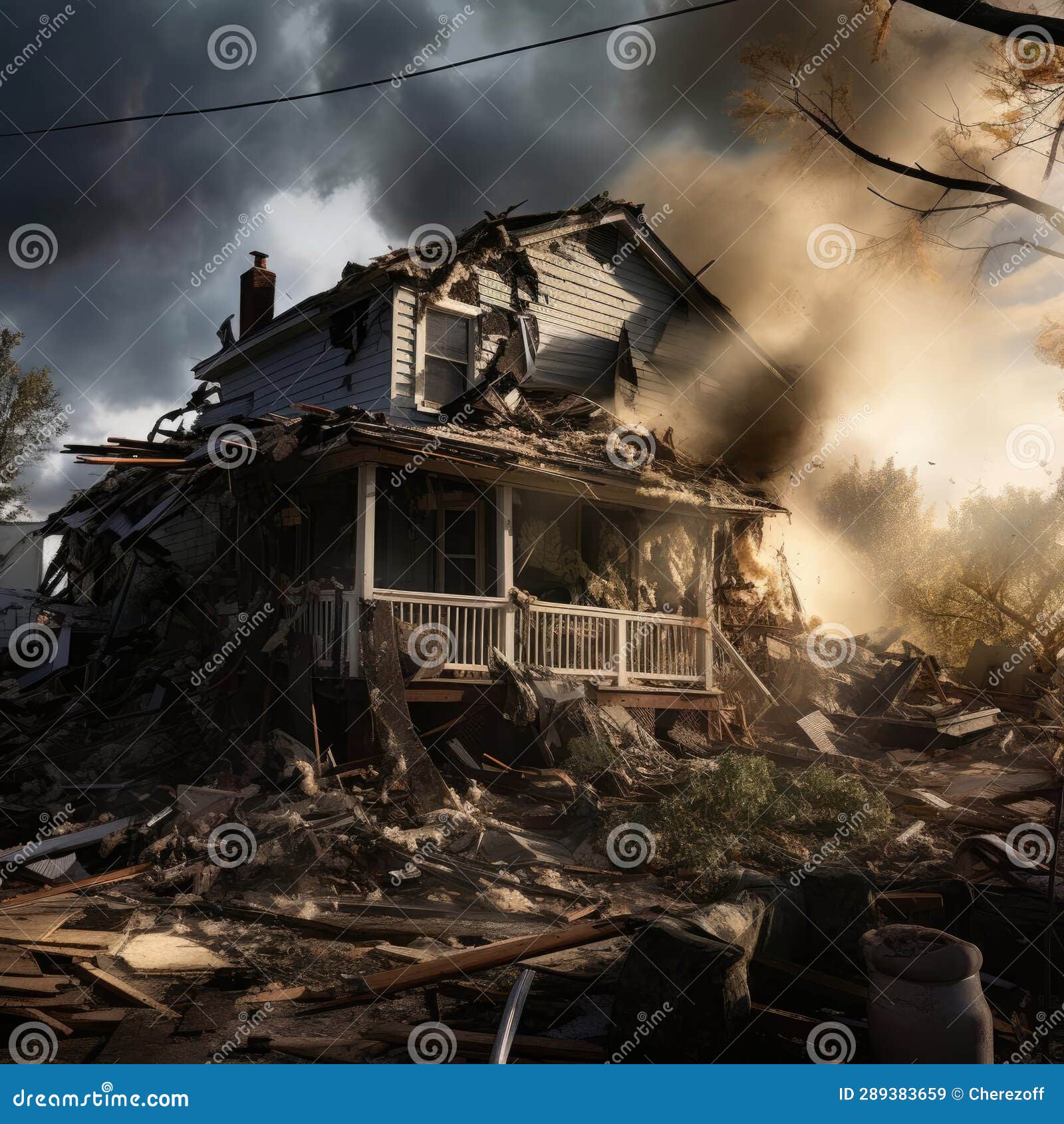 A Building Destroyed by a Tornado Stock Image - Image of broken ...