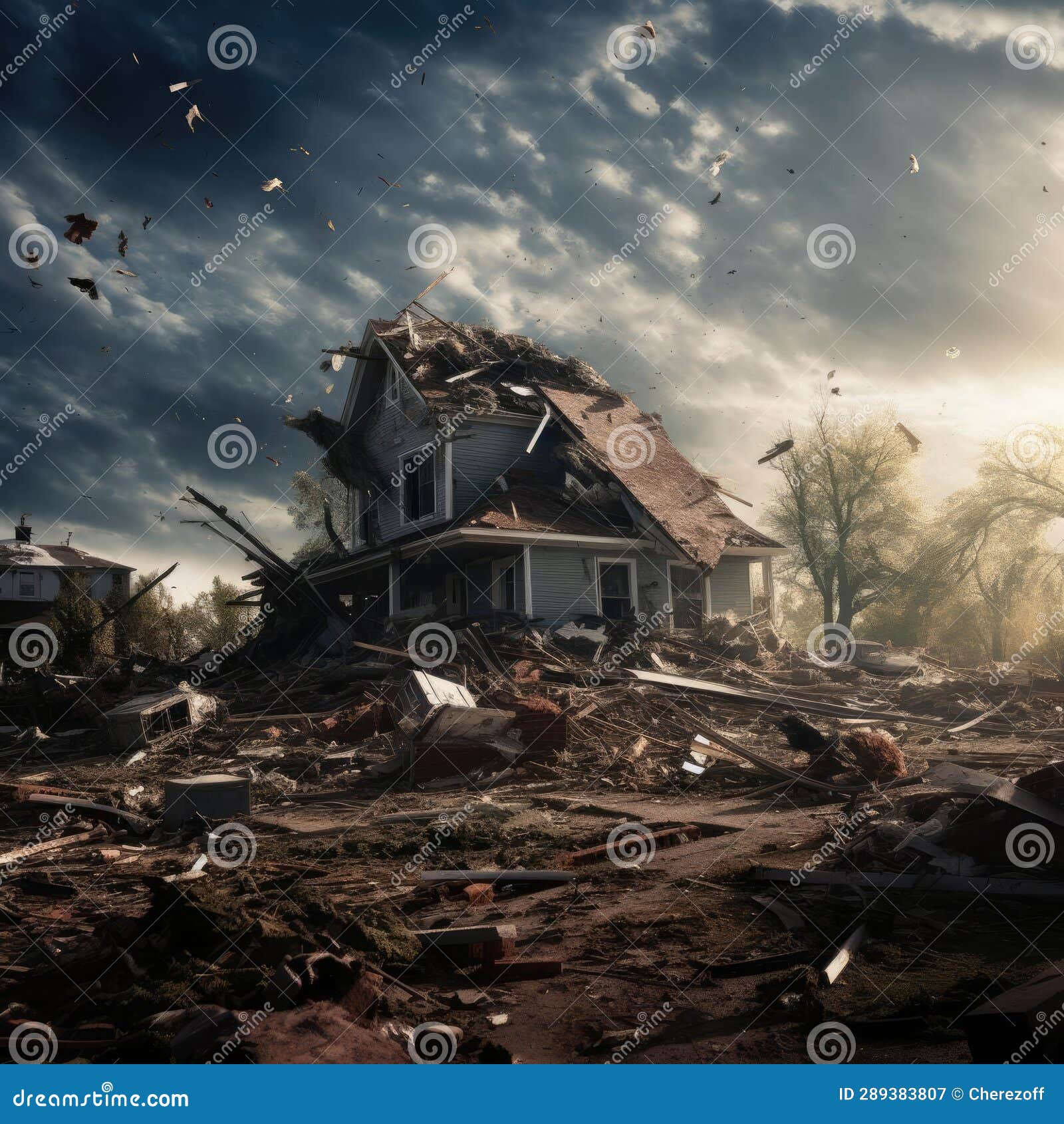 A Building Destroyed by a Tornado Stock Image - Image of ruin, debris ...