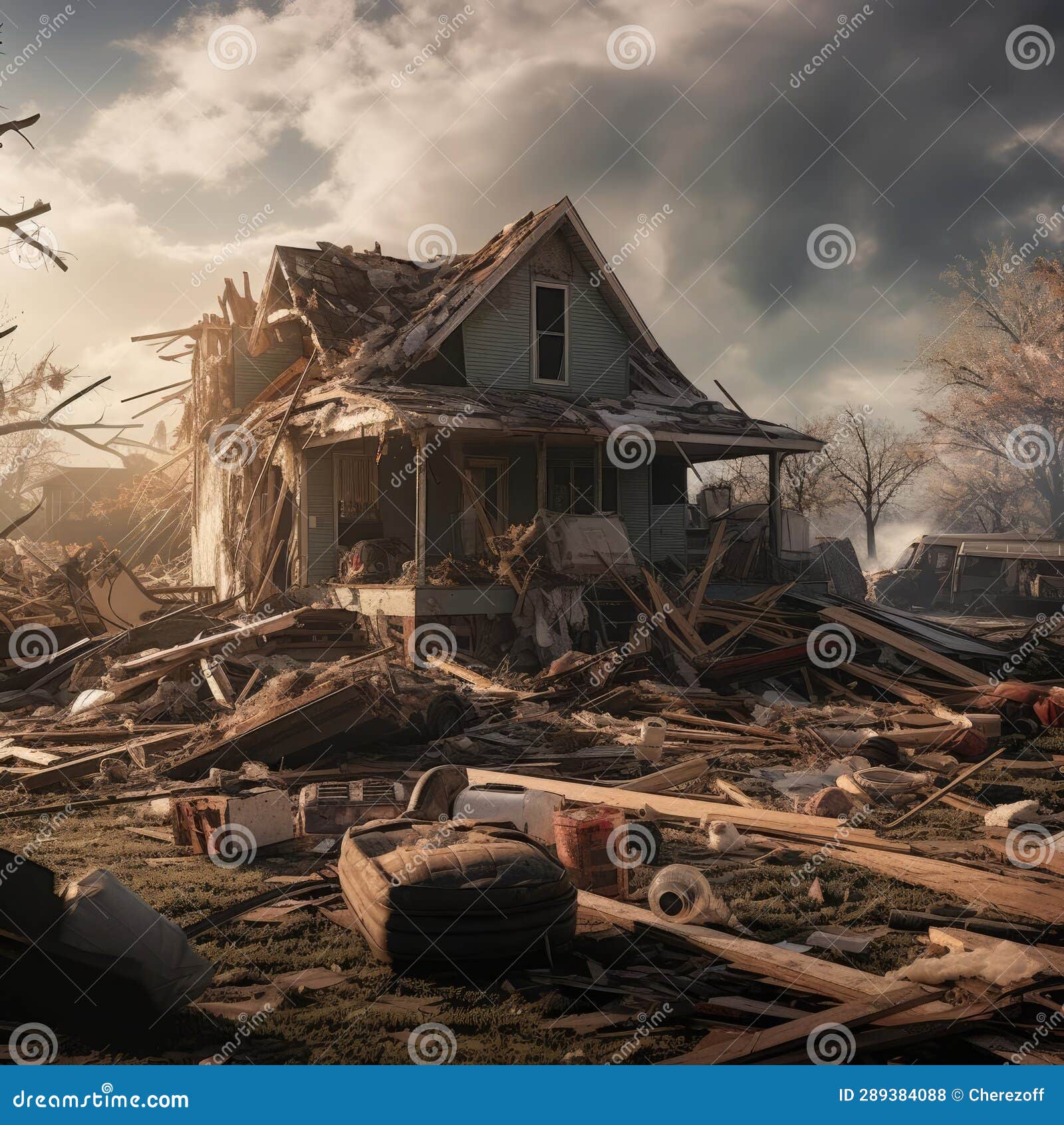 A Building Destroyed by a Tornado Stock Photo - Image of catastrophe ...
