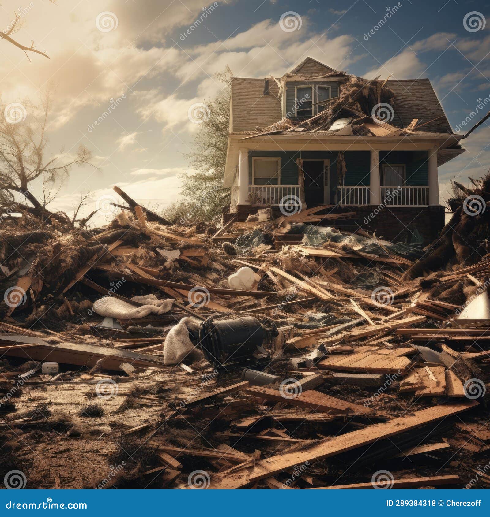 A Building Destroyed by a Tornado Stock Photo - Image of building, home ...