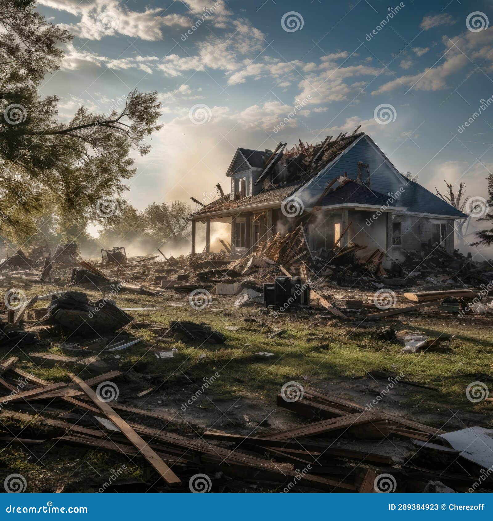 A Building Destroyed by a Tornado Stock Image - Image of broken ...