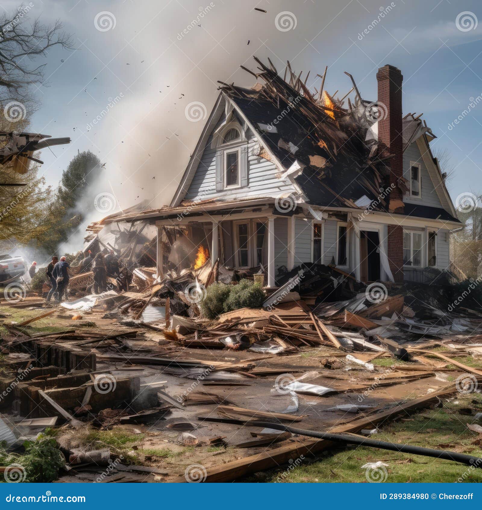 A Building Destroyed by a Tornado Stock Photo - Image of city, damage ...