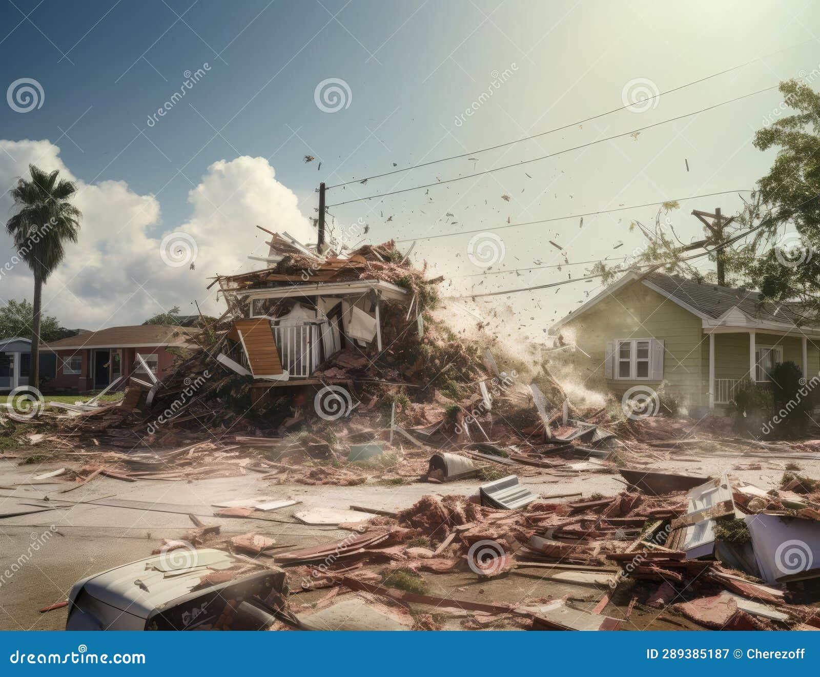 A Building Destroyed by a Tornado Stock Image - Image of destruction ...