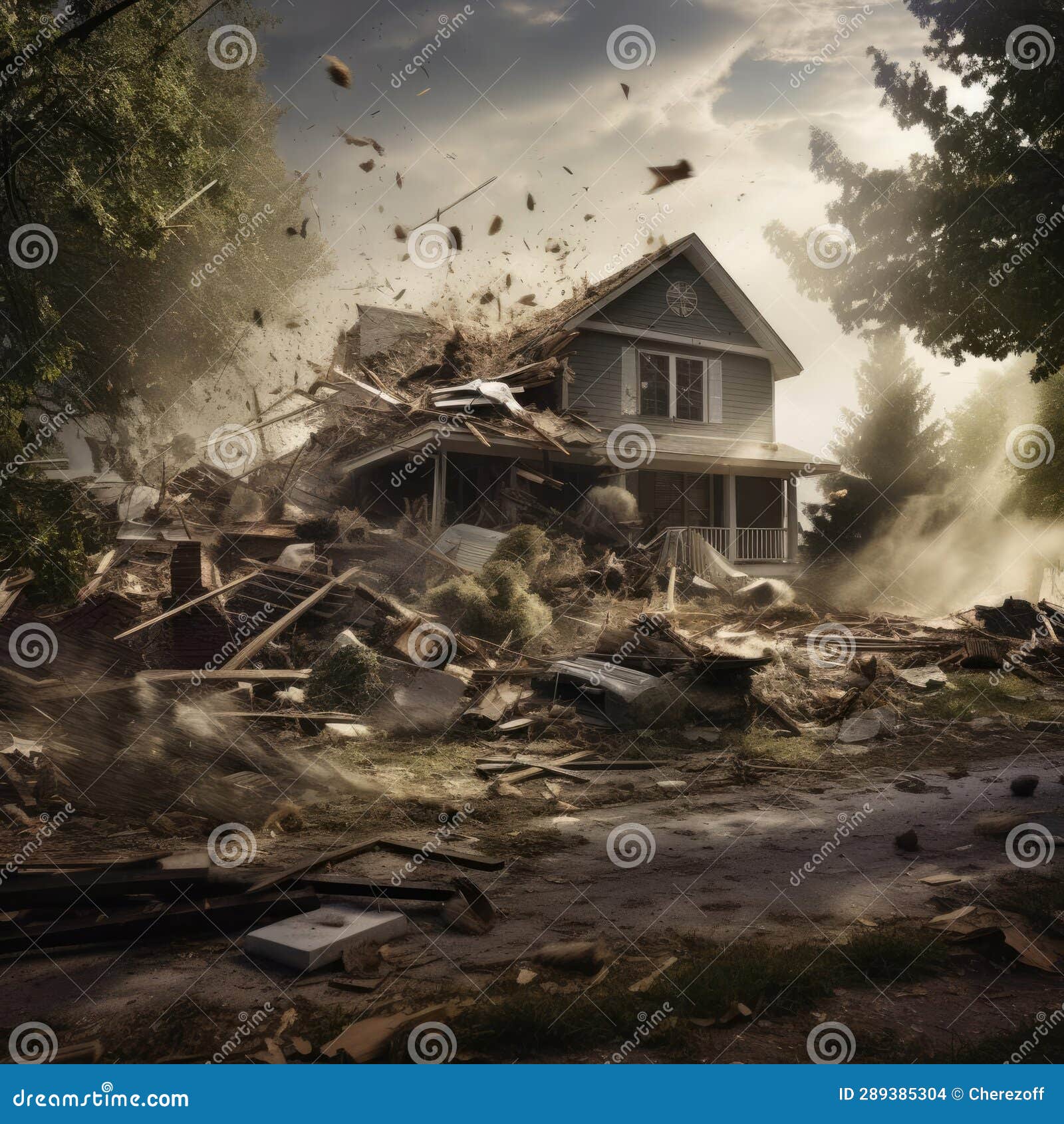 A Building Destroyed by a Tornado Stock Photo - Image of damage, building: 289385304