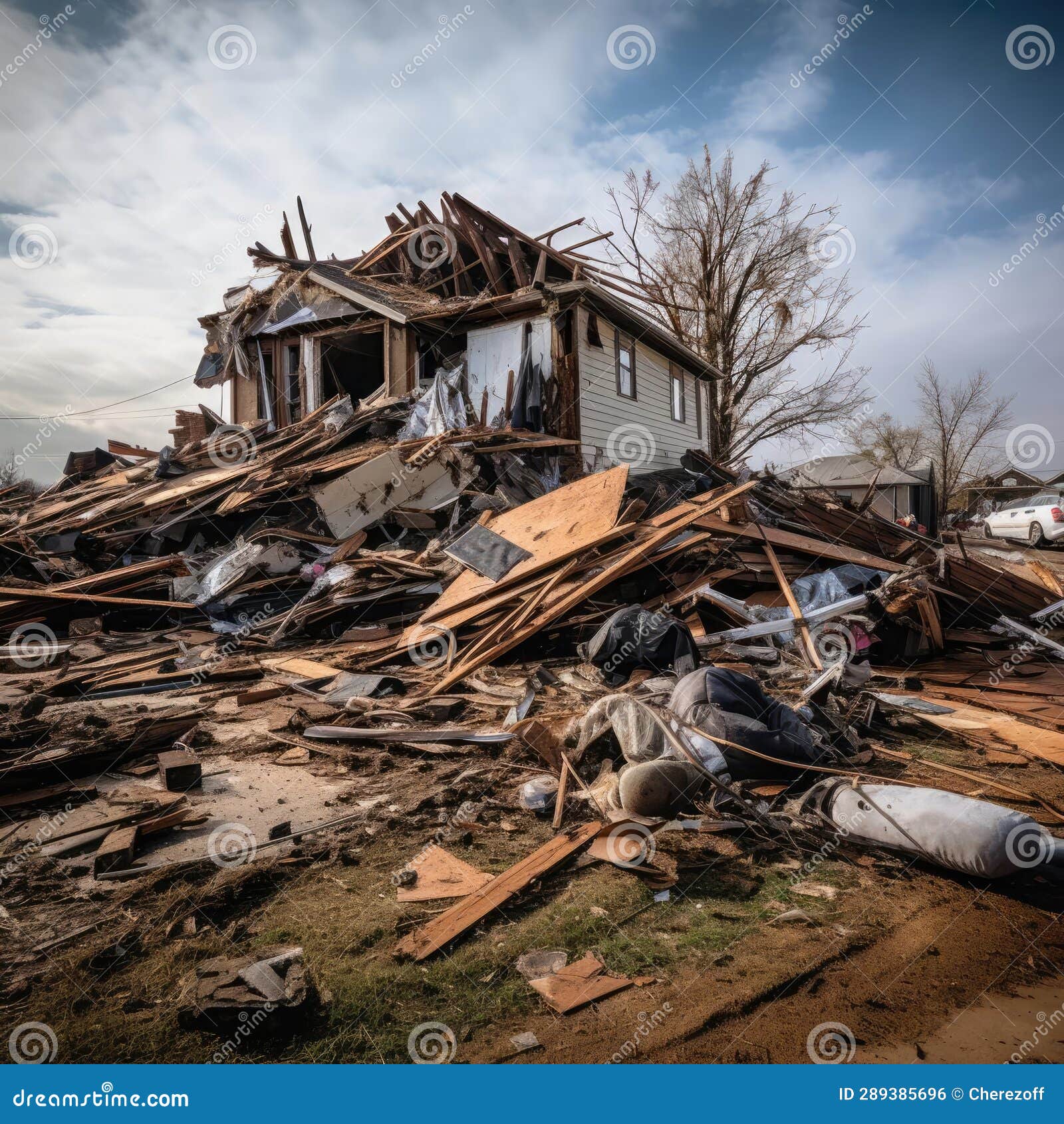 A Building Destroyed by a Tornado Stock Photo - Image of thunderstorm ...