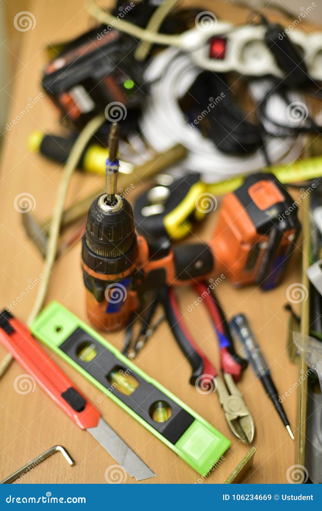 Construction and Tools on the Table Stock Image - Image of ...