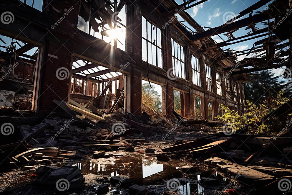 A Building in Disarray, Its Windows Shattered and Infrastructure ...