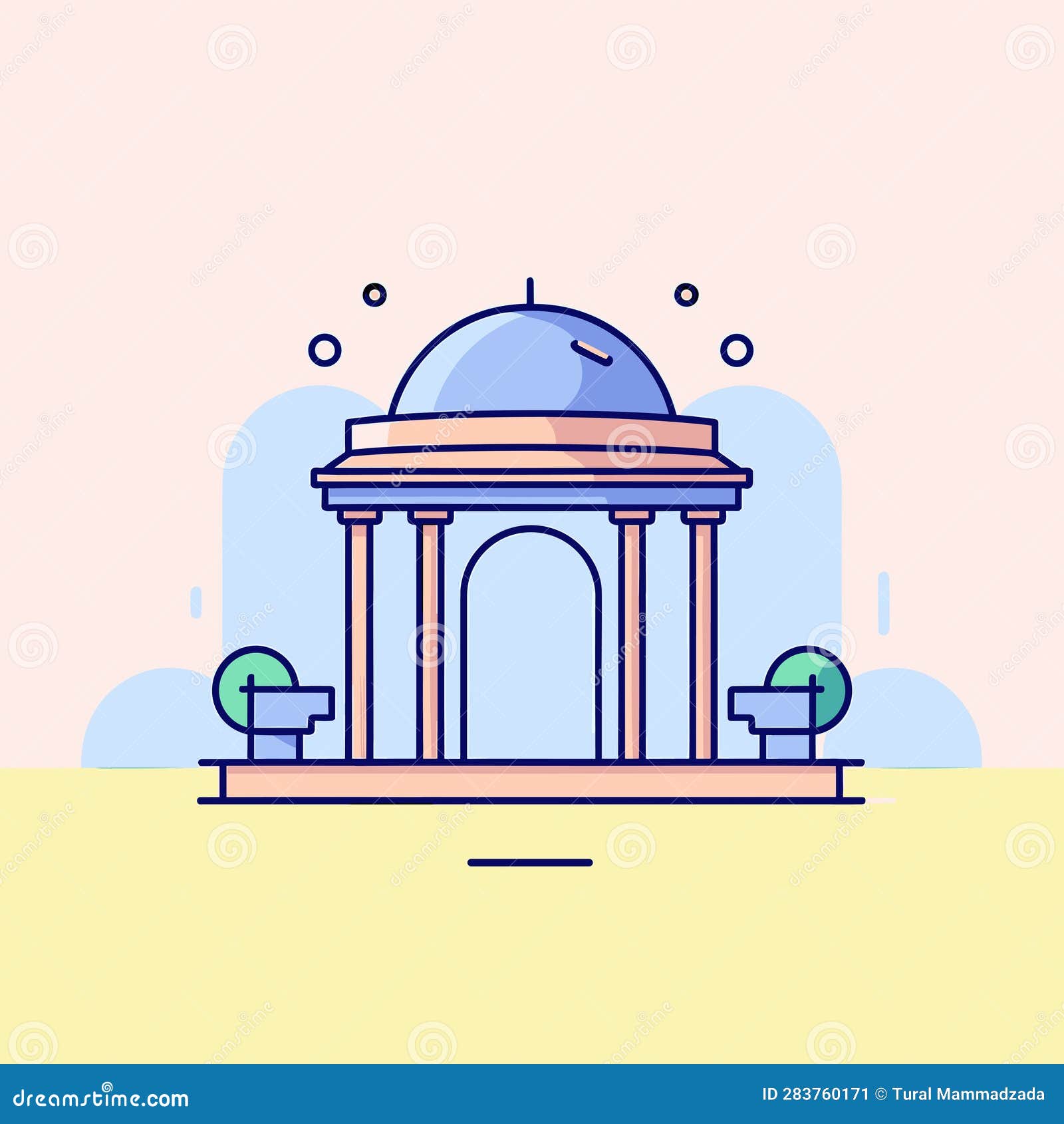 Vector of a Building with a Dome on Top in a Flat Icon Style Stock ...