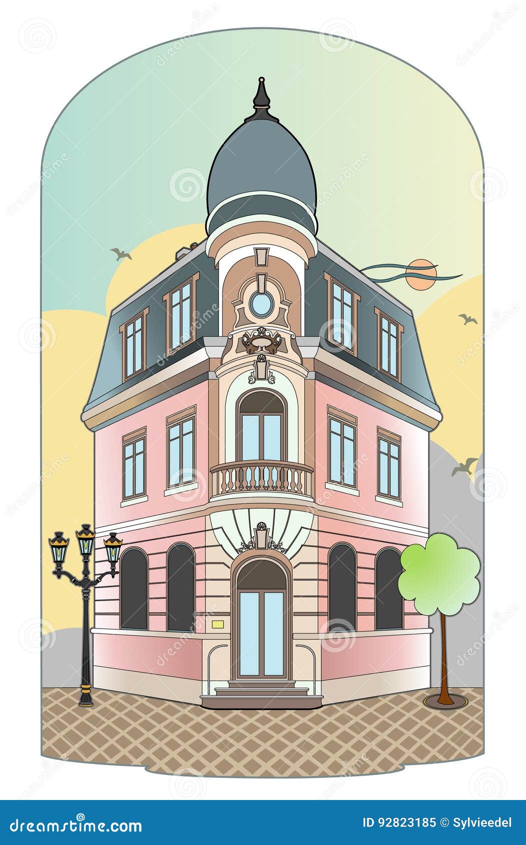 Building with dome stock vector. Illustration of home - 92823185