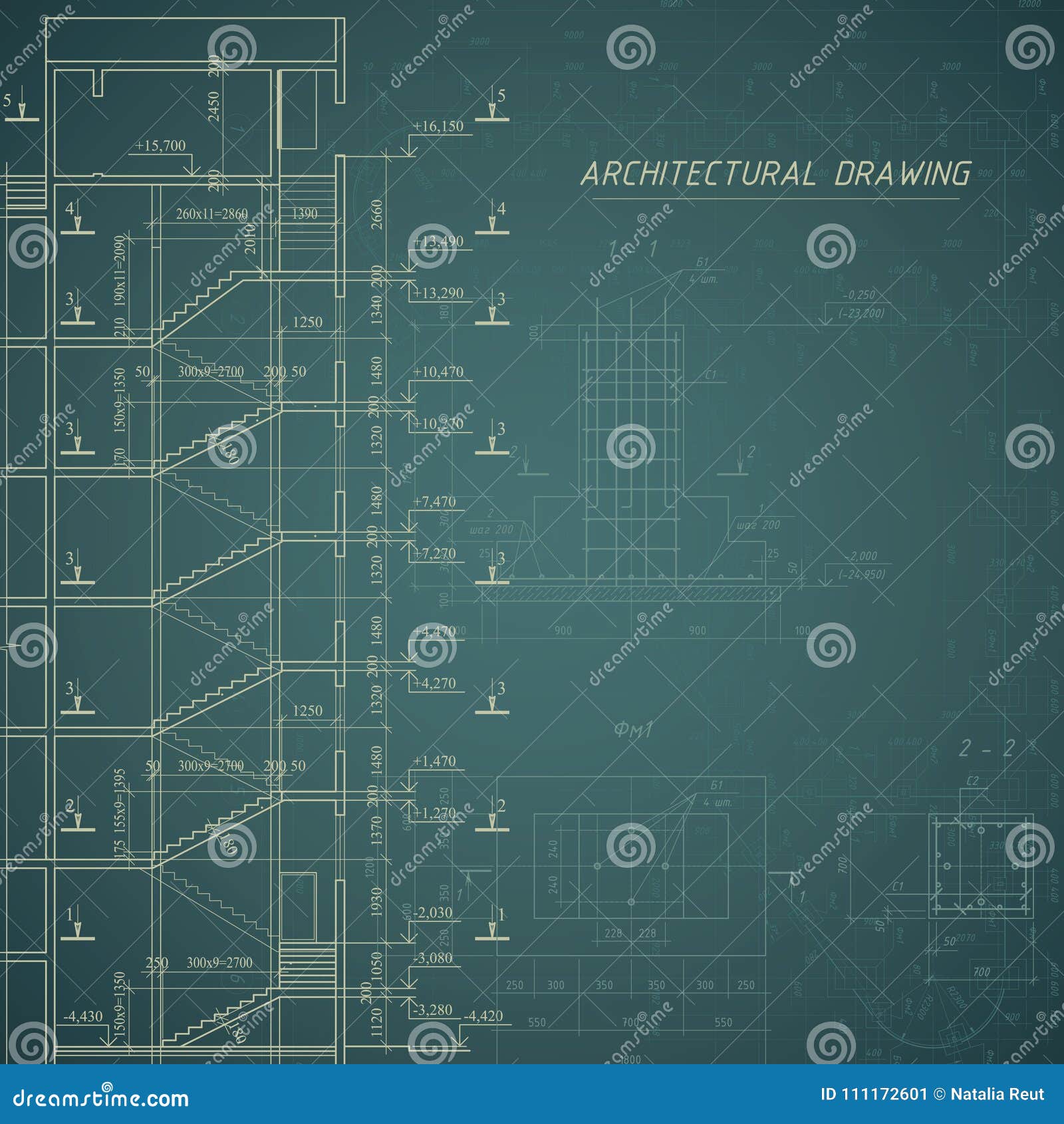 Architectural Blueprint. Building Background. Cartoon Vector ...