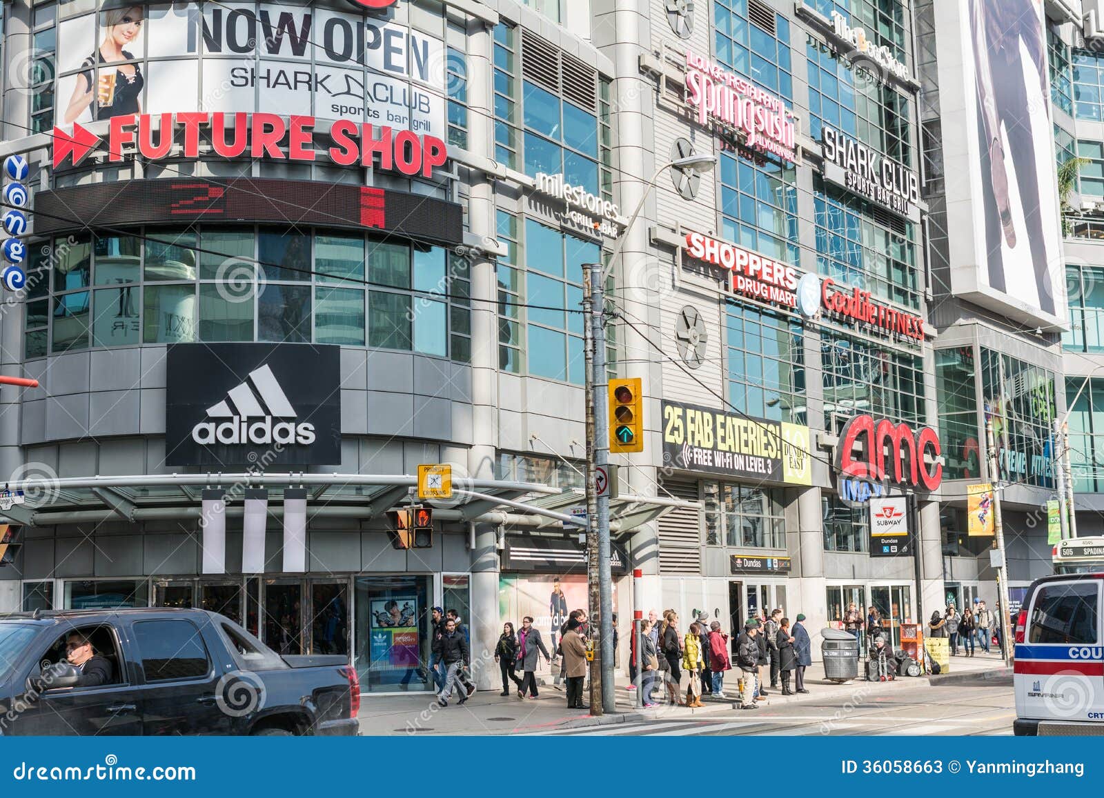 Building at Dundas Square editorial stock photo. Image of board - 36058663