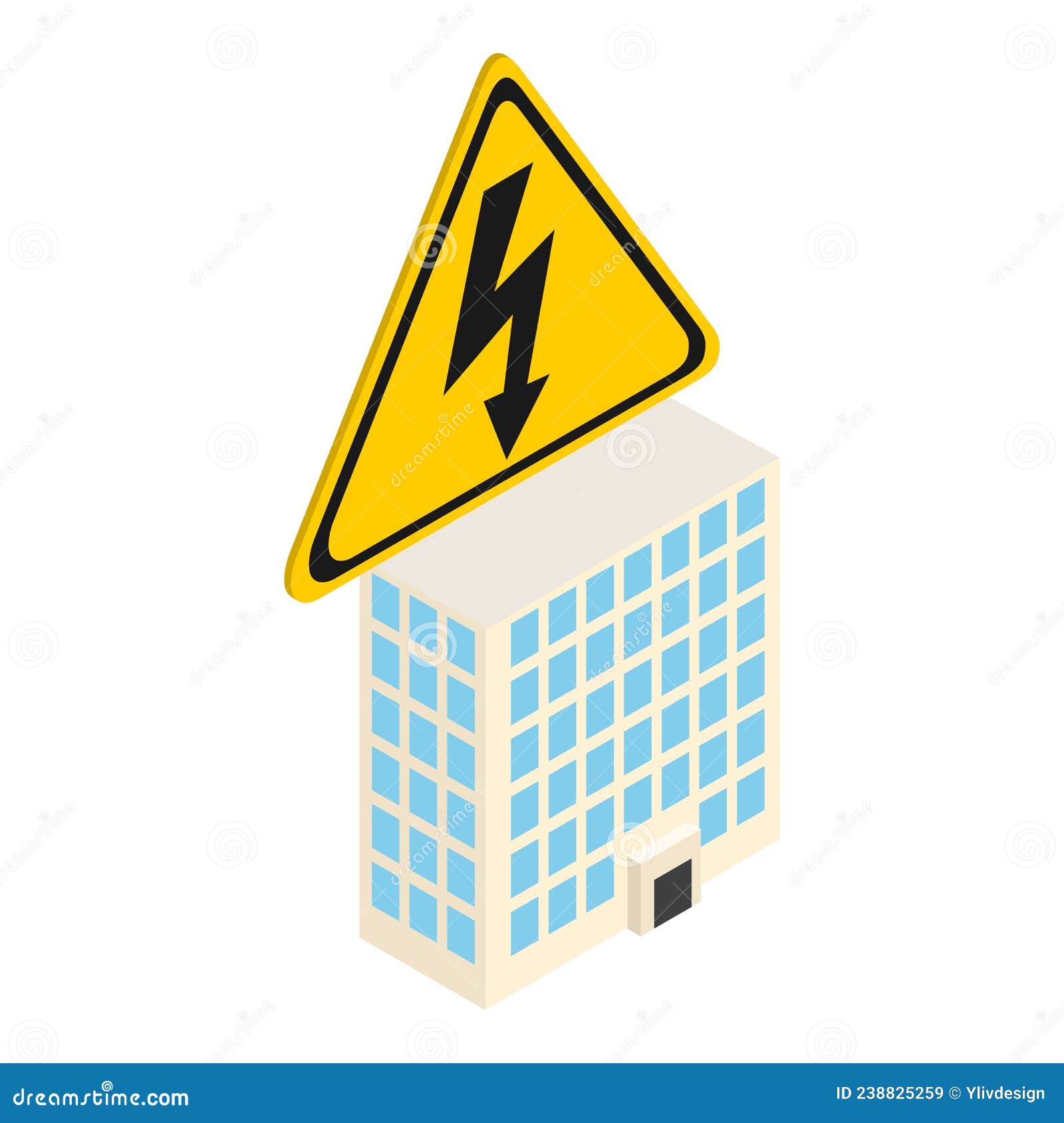 Building Electrification Icon Isometric Vector. High Voltage Sign and ...