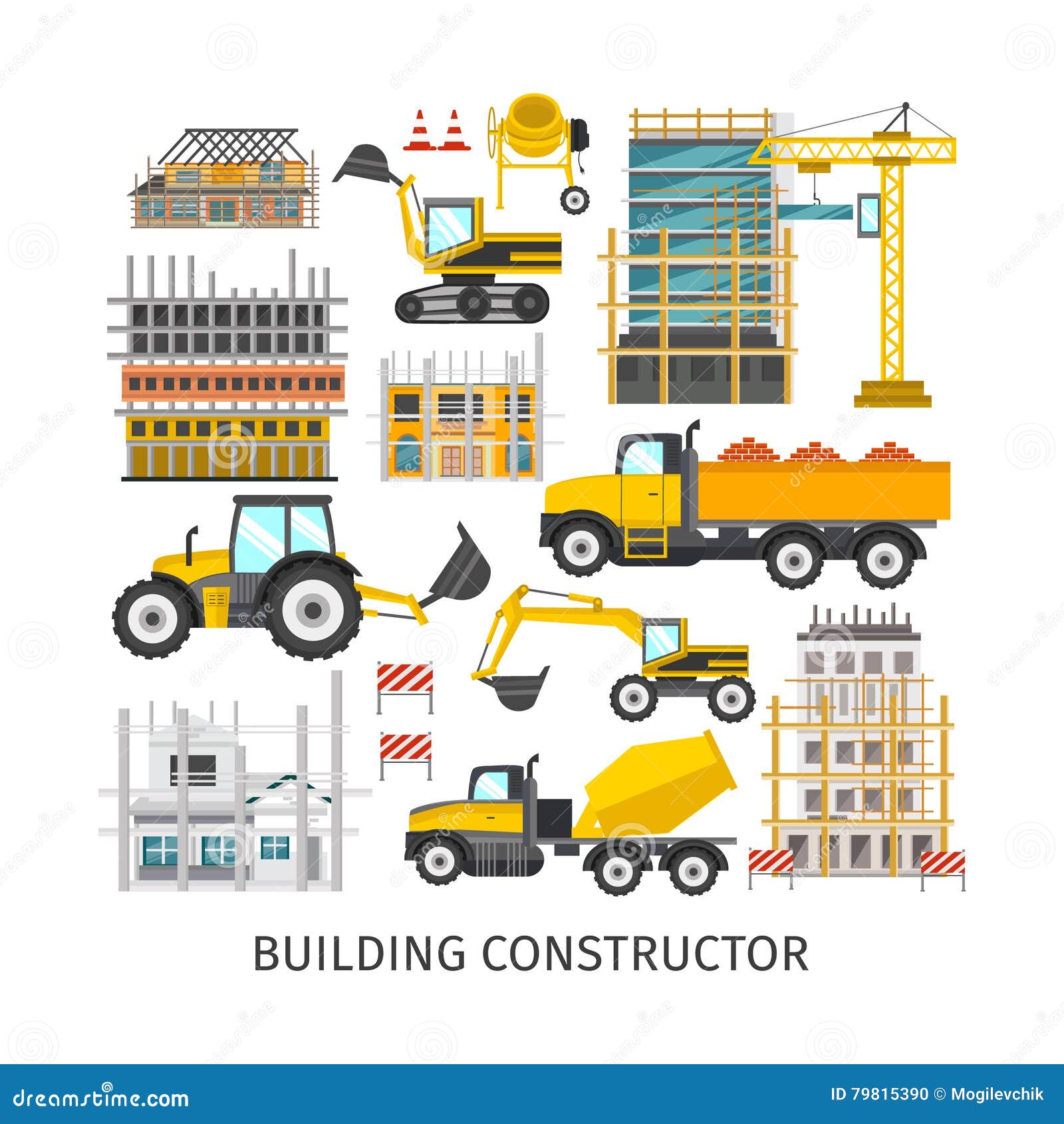 Building Elements Flat Constructor Stock Vector - Illustration of ...