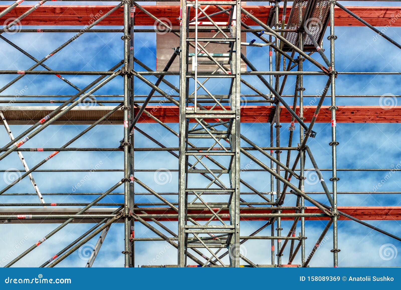 Building Elements Of A Forest Against A Blue Sky. Engineering Design Of ...