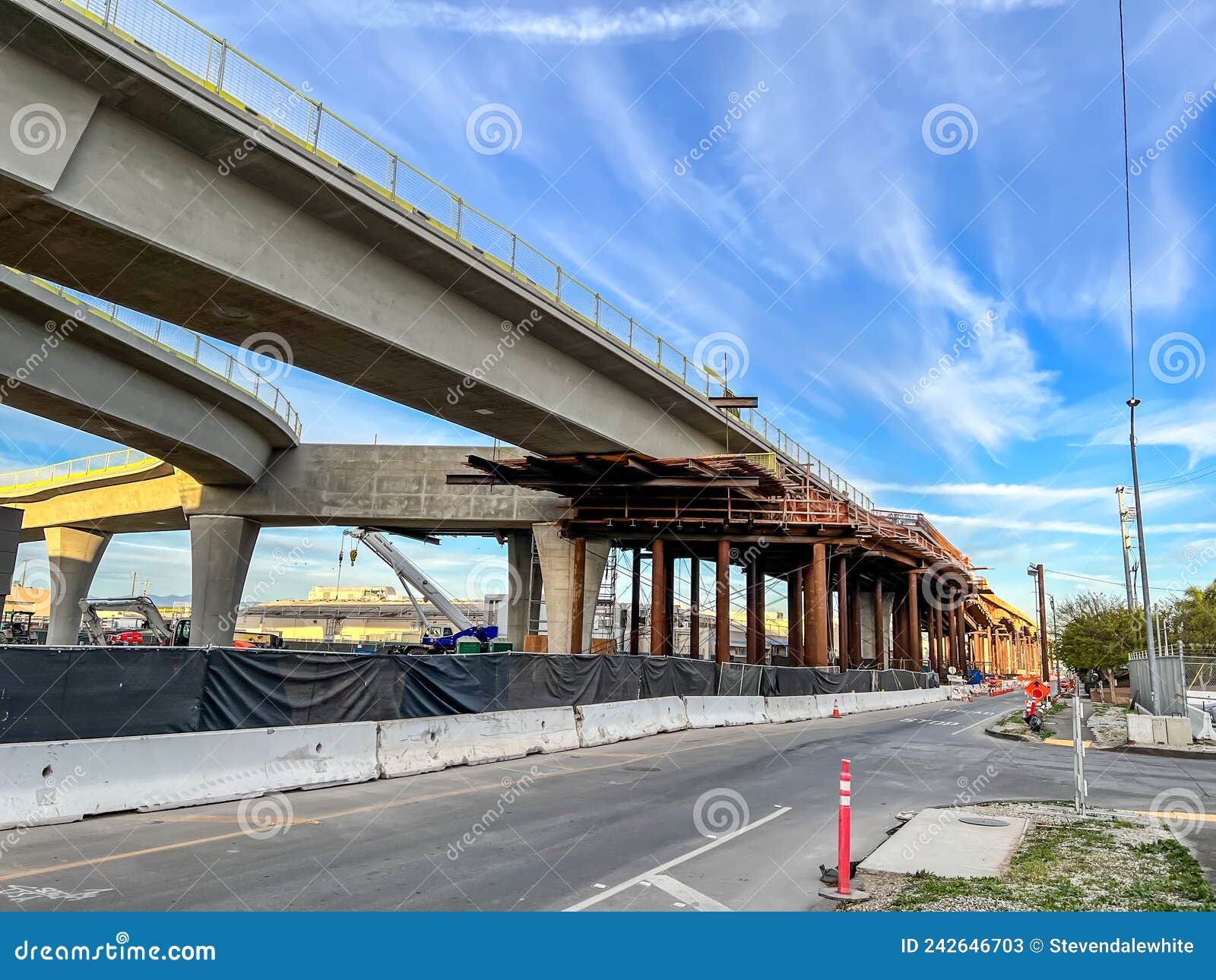 Bracing and Support in Place for a Overhead Freeway Construction ...