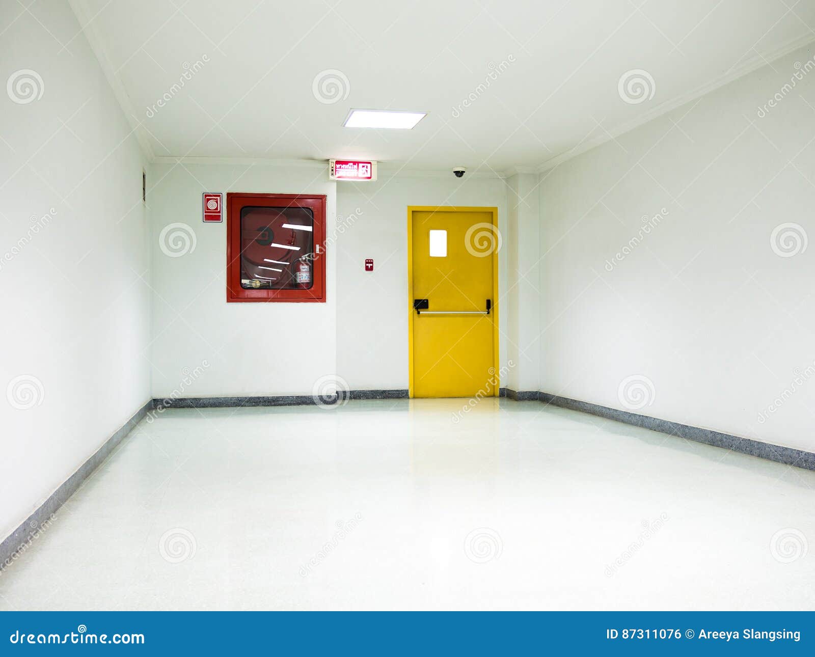 Building Emergency Exit with Exit Sign on Door Stock Photo - Image of ...