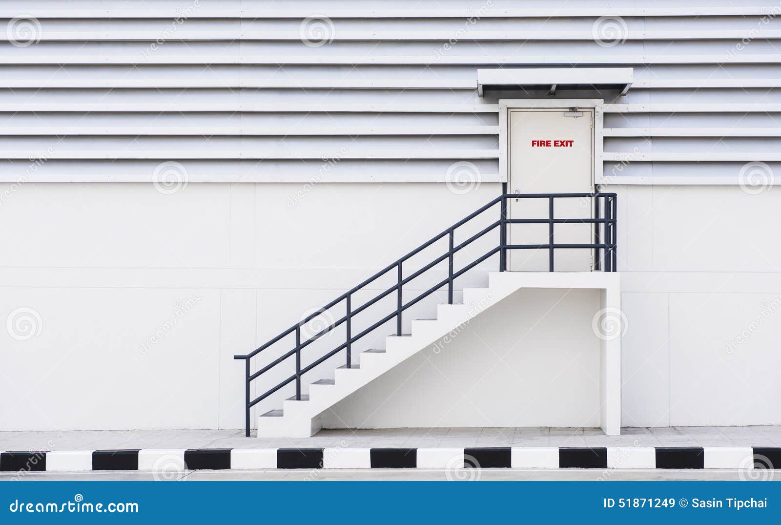 Building Emergency Exit Door With Exit Sign And Fire Extinguisher Stock ...