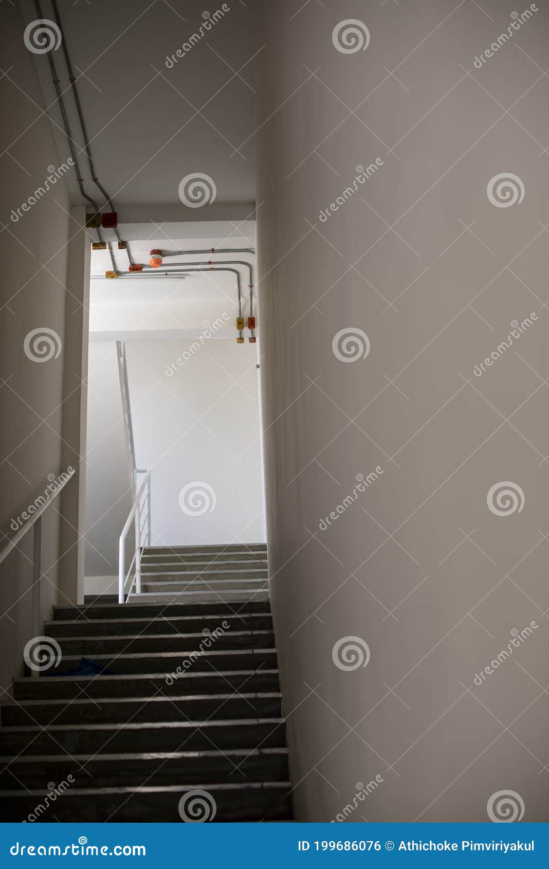 Building Emergency Exit. Stairwell Fire Escape in a Modern Residential ...