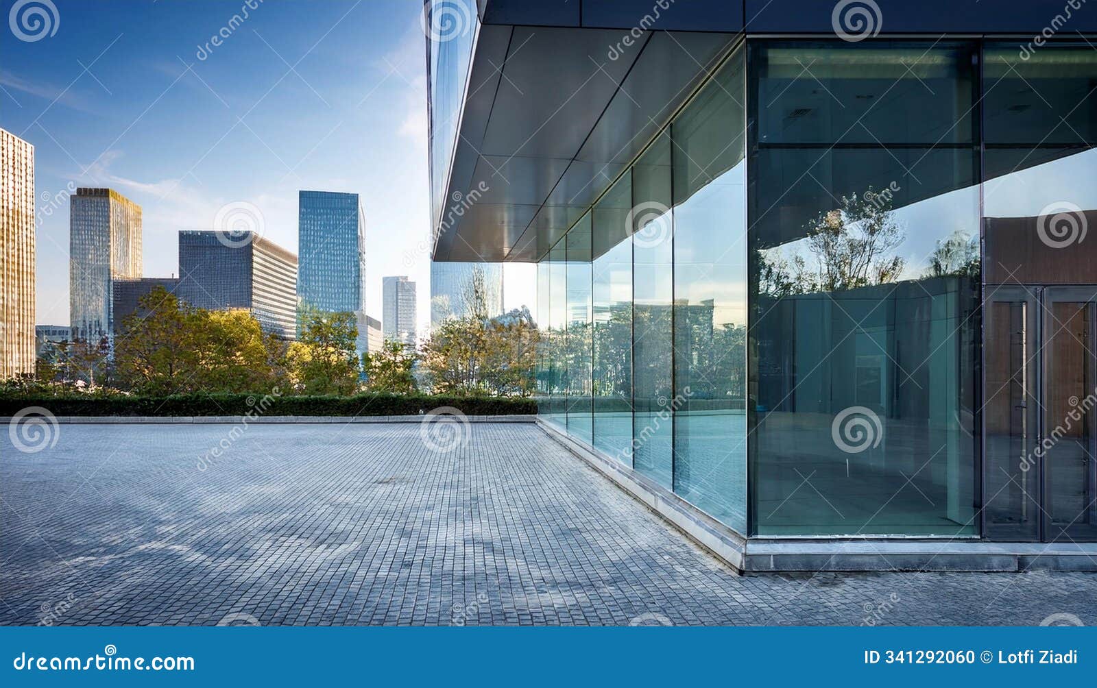 Building with Empty Glass Showcase Stock Photo - Image of entryway ...
