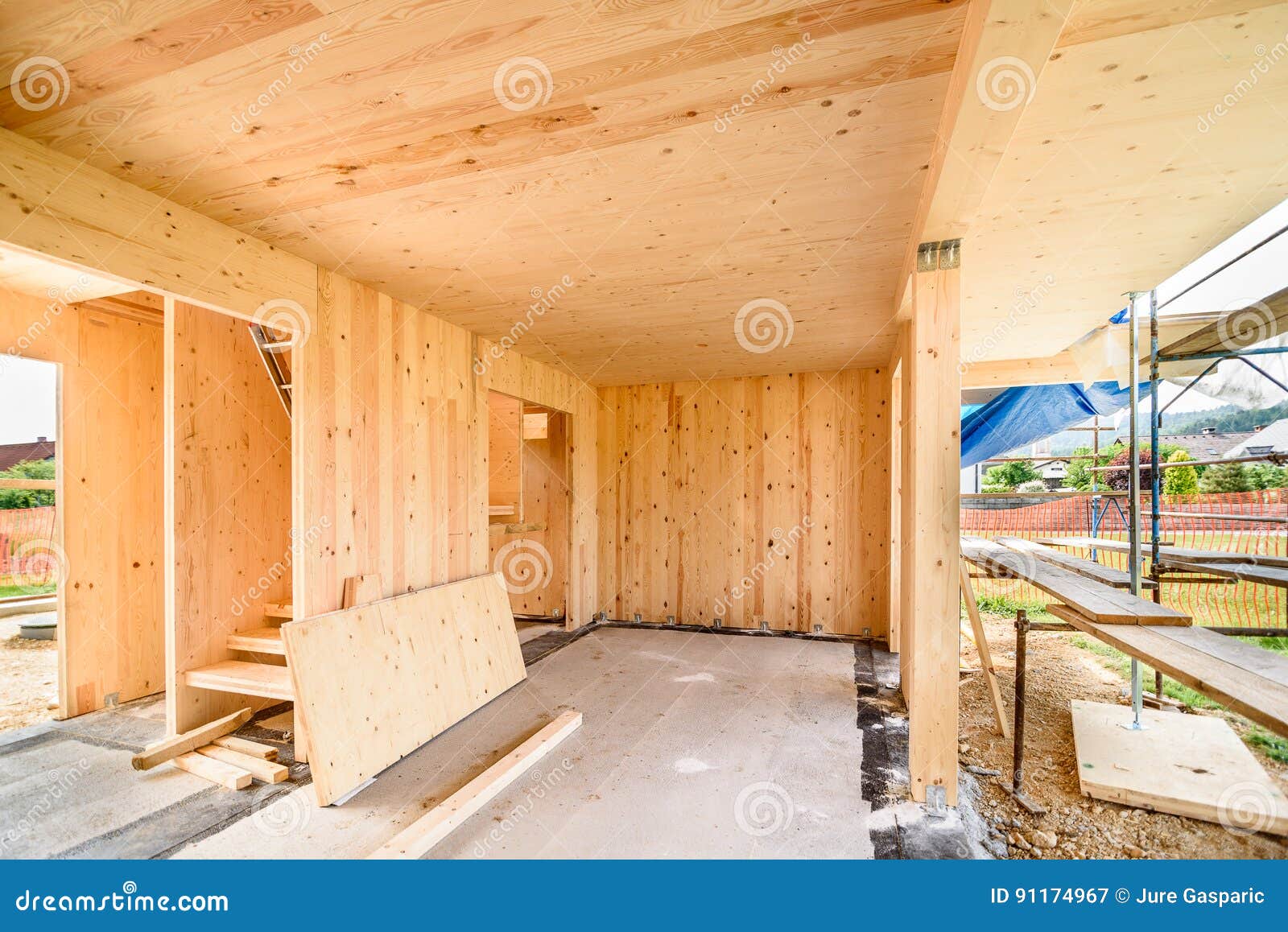 Building Energy Efficient Passive Wooden House. Stock Image - Image of ...