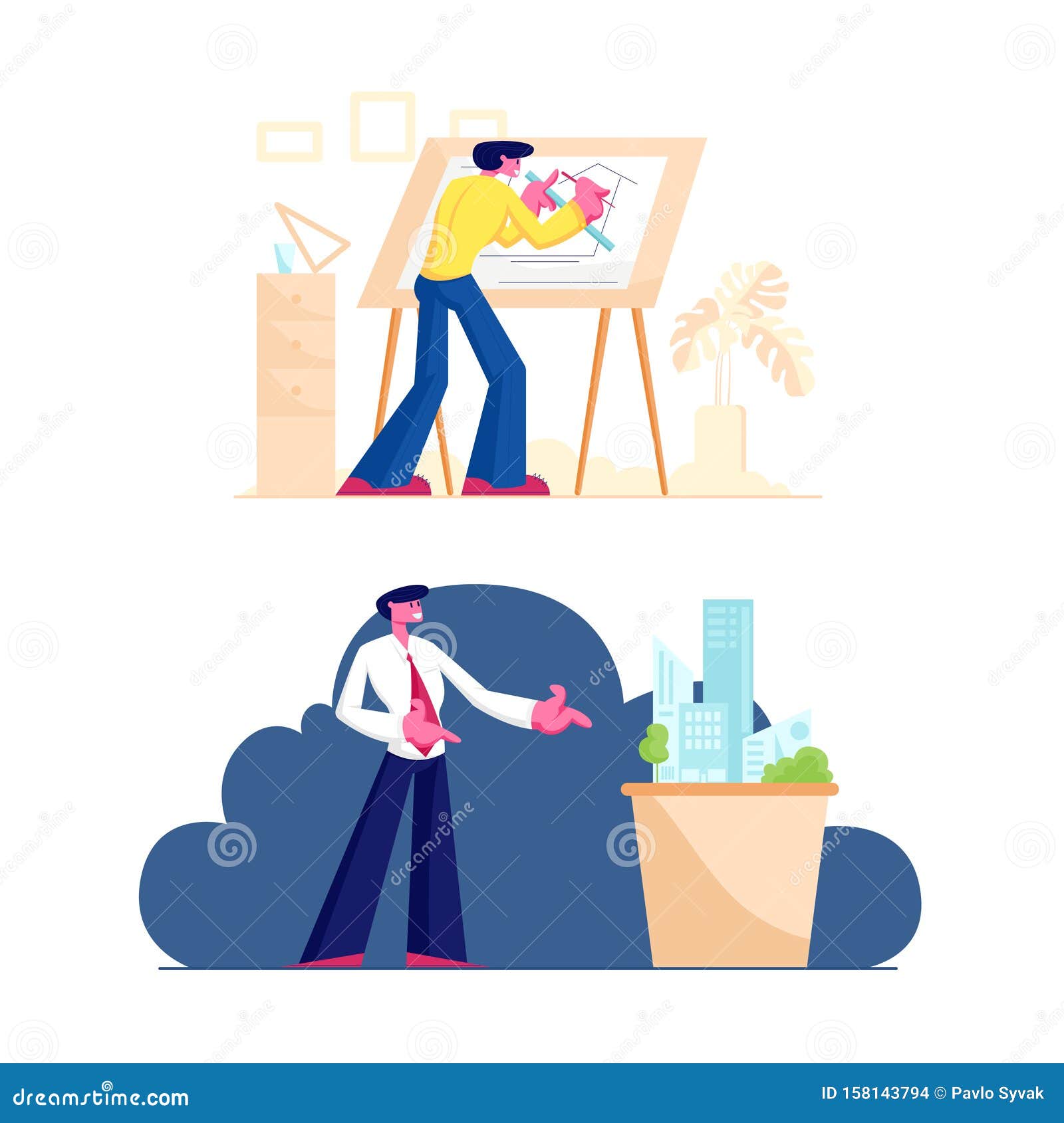 Building And Engineering Construction Concept. Man Architect Engineer ...