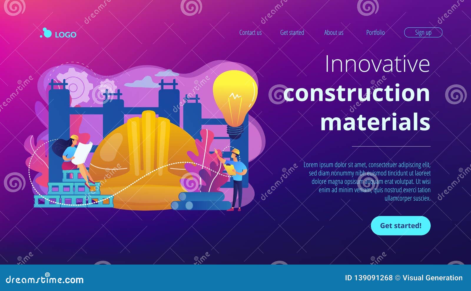 Innovative Construction Materials Concept Landing Page. Stock Vector ...