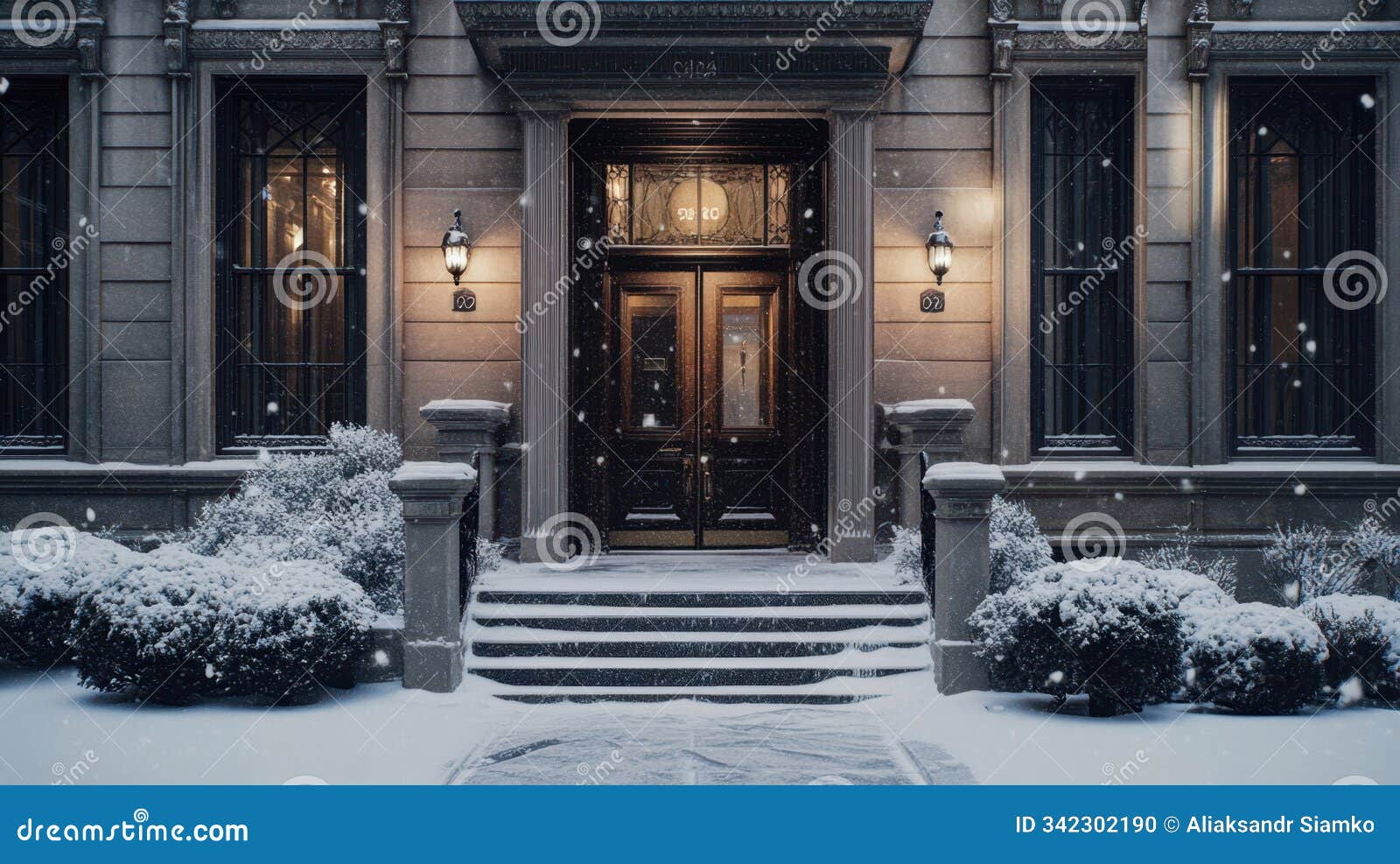 Building Entrance with Snow and Icy Sidewalk Stock Illustration ...