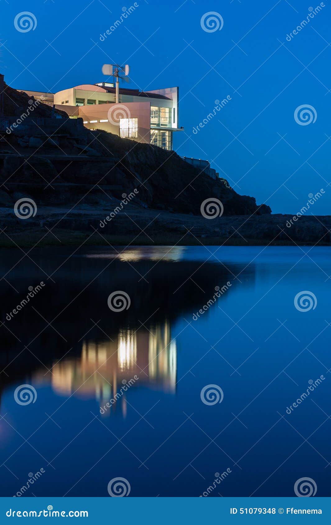 Building Exterior on Cliff at Night Stock Photo - Image of rock, dark ...