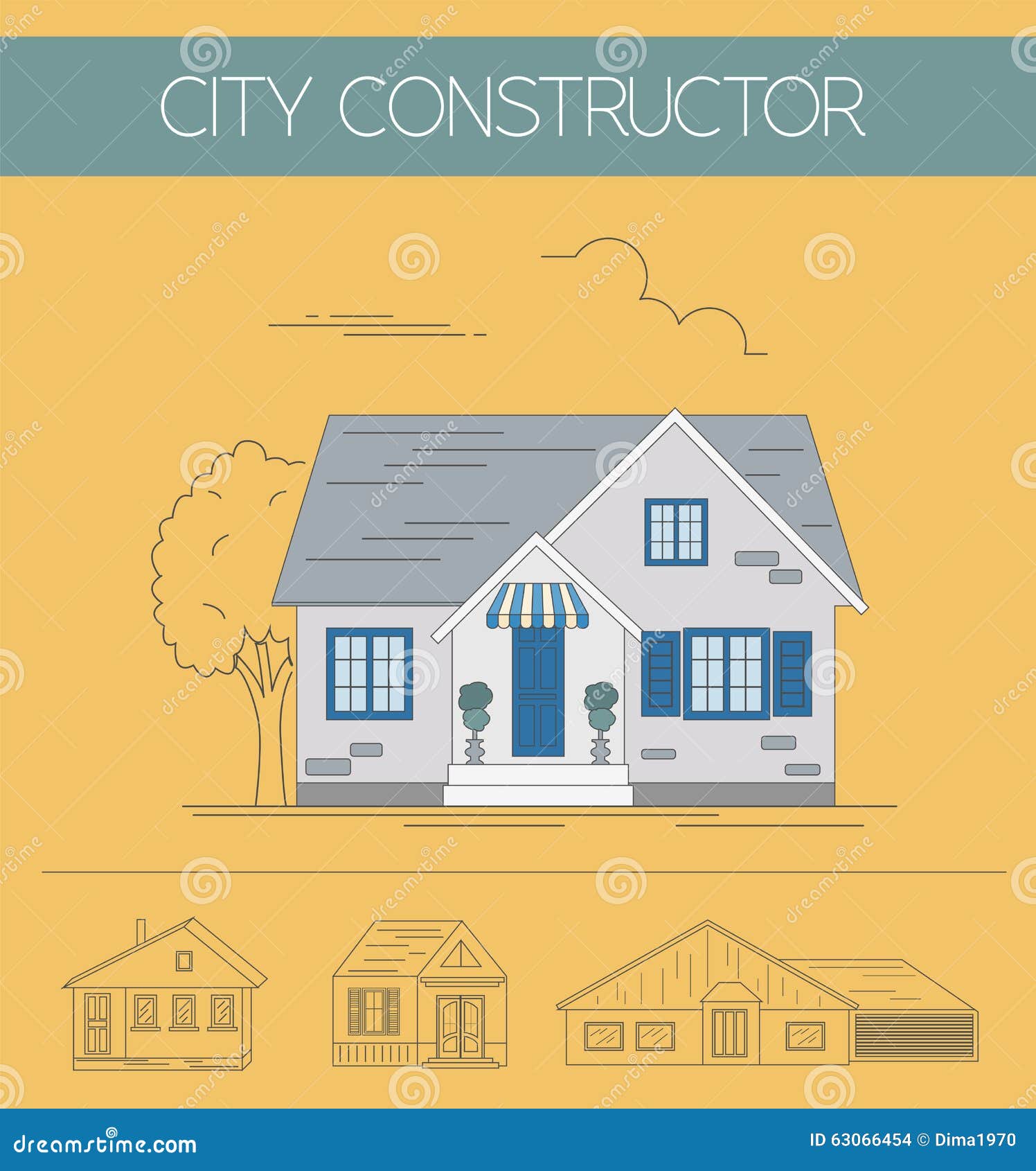 Building Exteriors Graphic Template. Stock Vector - Illustration of ...