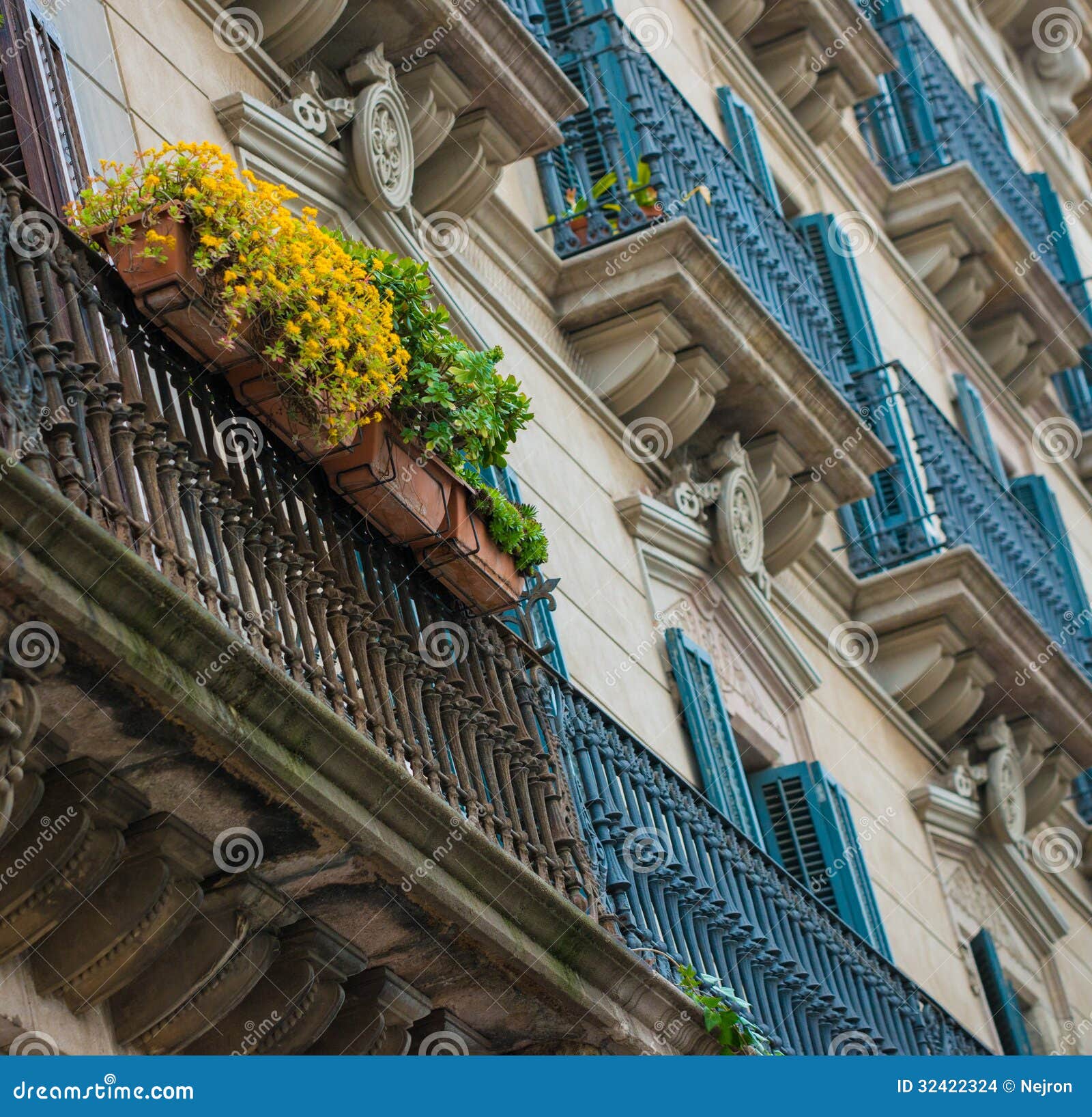Building Facade with Balconies Stock Photo - Image of decoration ...