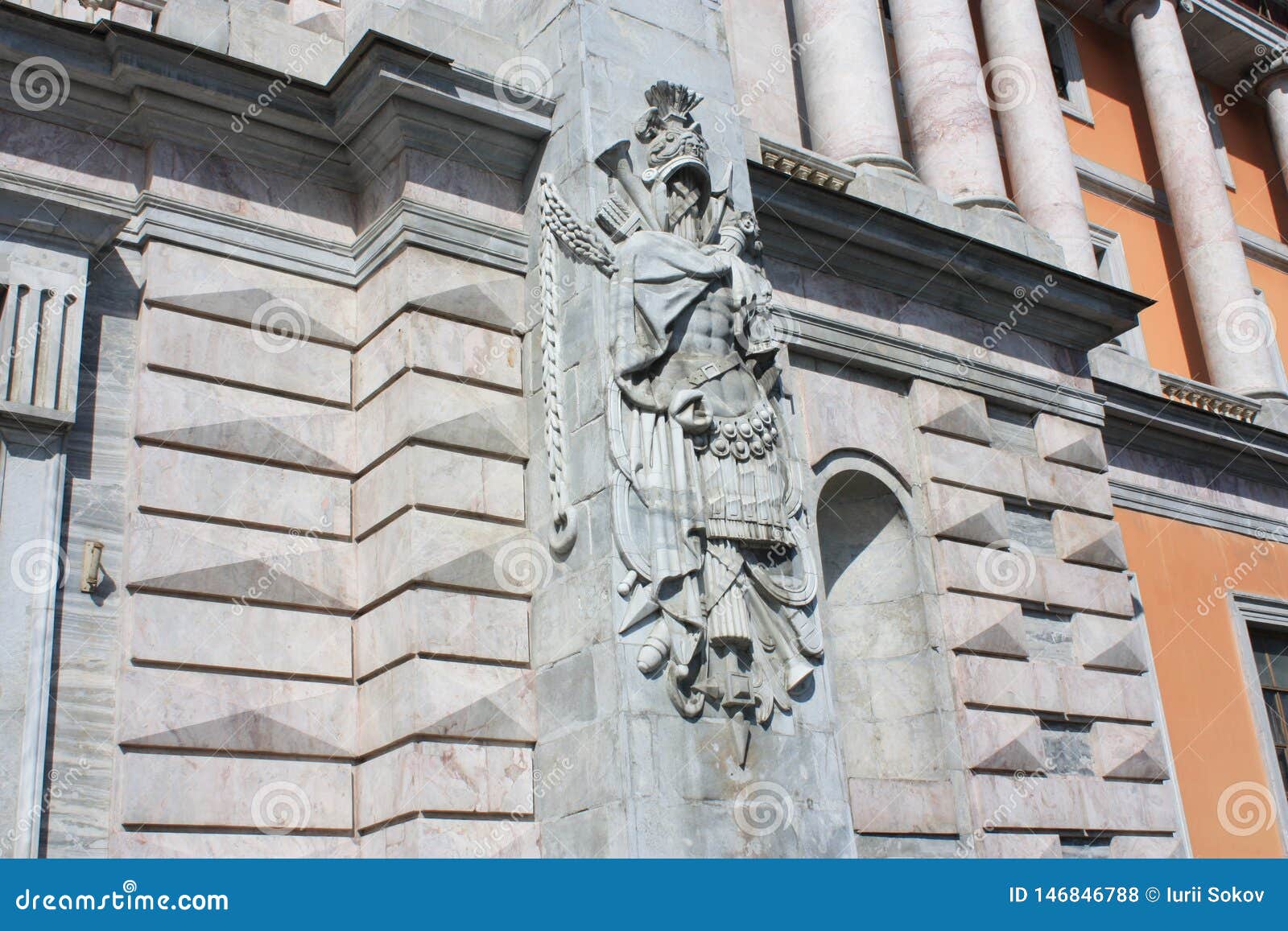 Building Facade with Bas-relief Stock Photo - Image of window ...