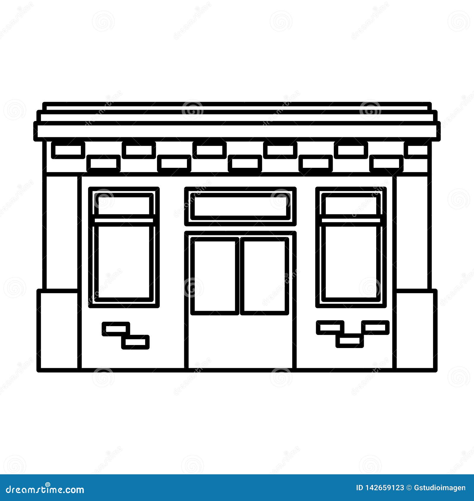 Building facade front icon stock vector. Illustration of city - 142659123