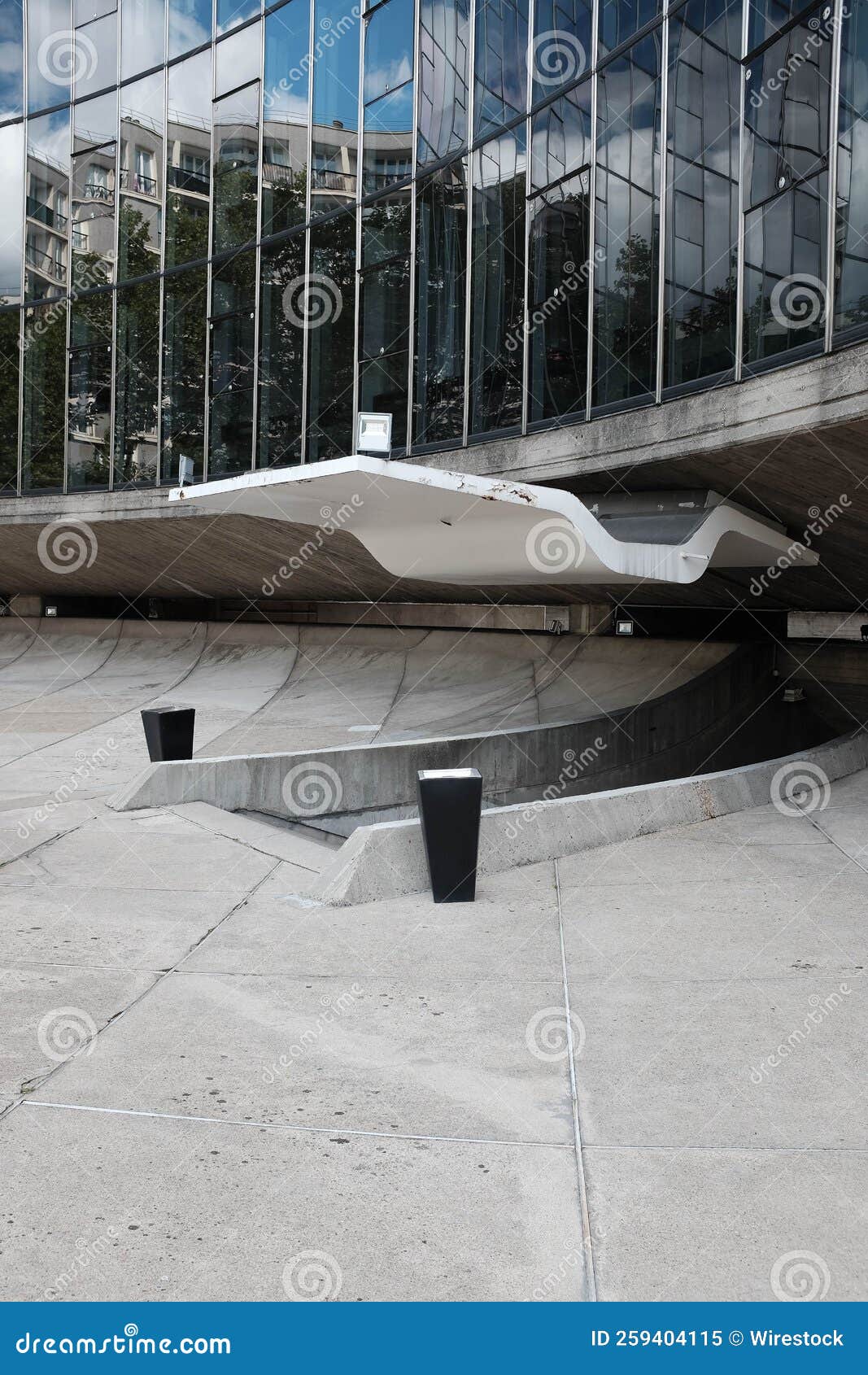 Facade Of A Communist Style Concrete Building, Many Windows And Few Air ...