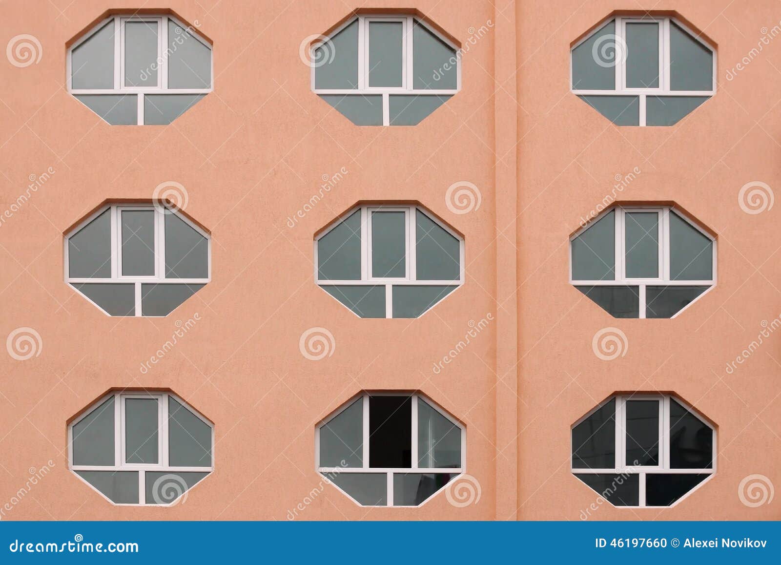 Building Facade with Hexagonal Windows. Stock Photo - Image of ...