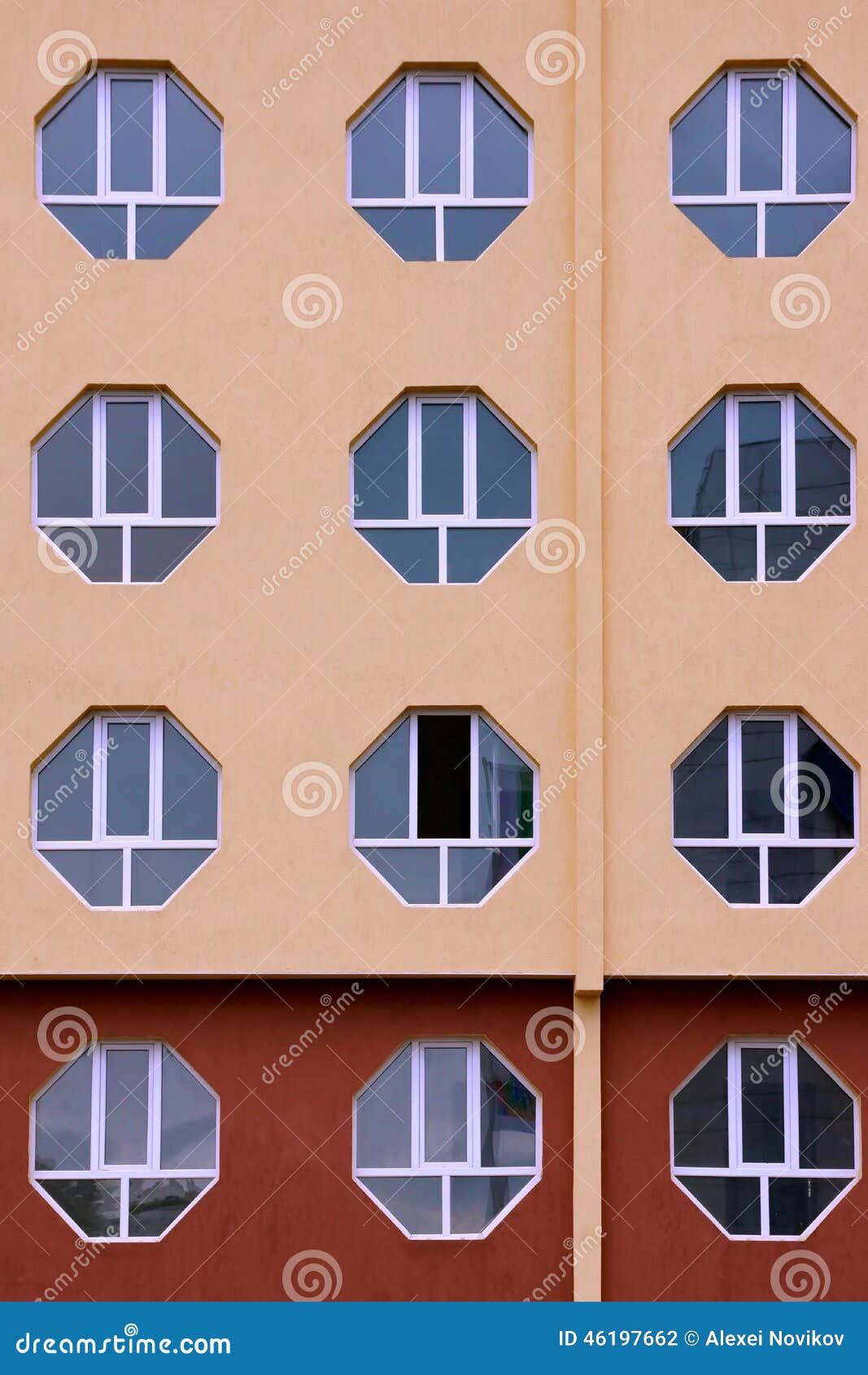 Building Facade with Hexagonal Windows. Stock Photo - Image of ...