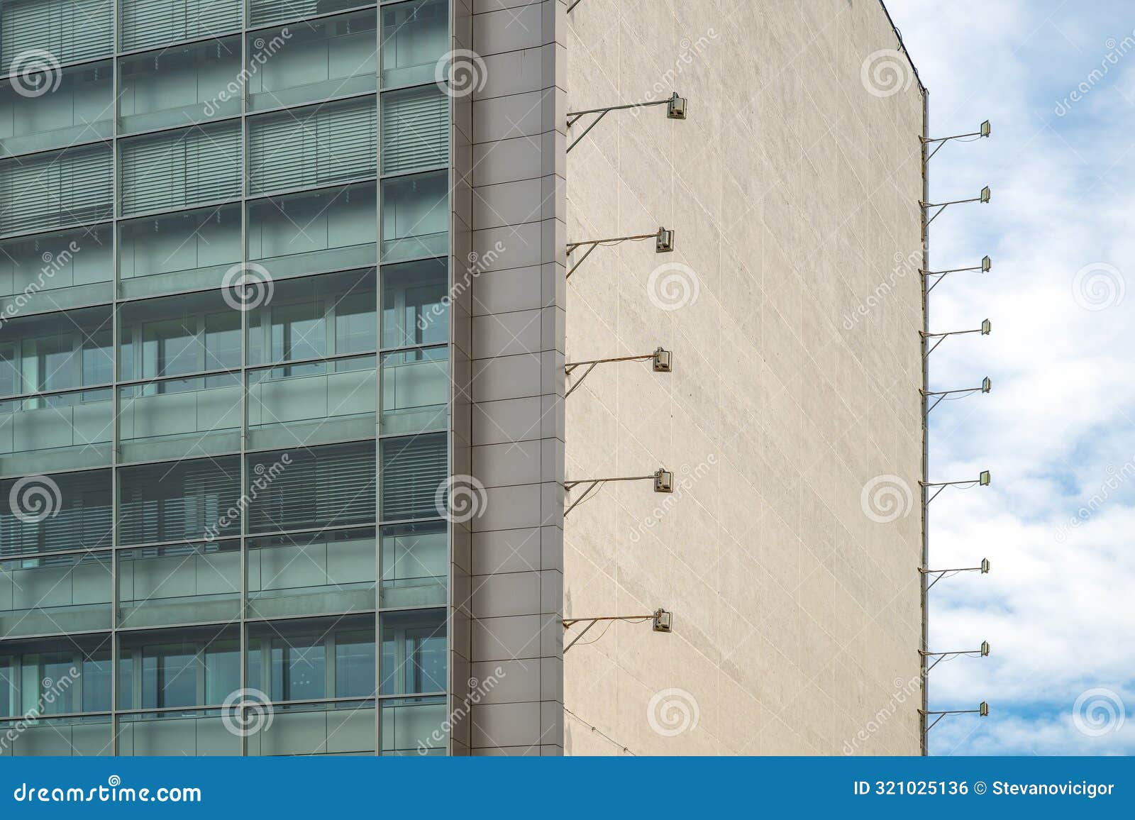 Building Facade with Light Lamps Ready for Billboard Placement Stock ...