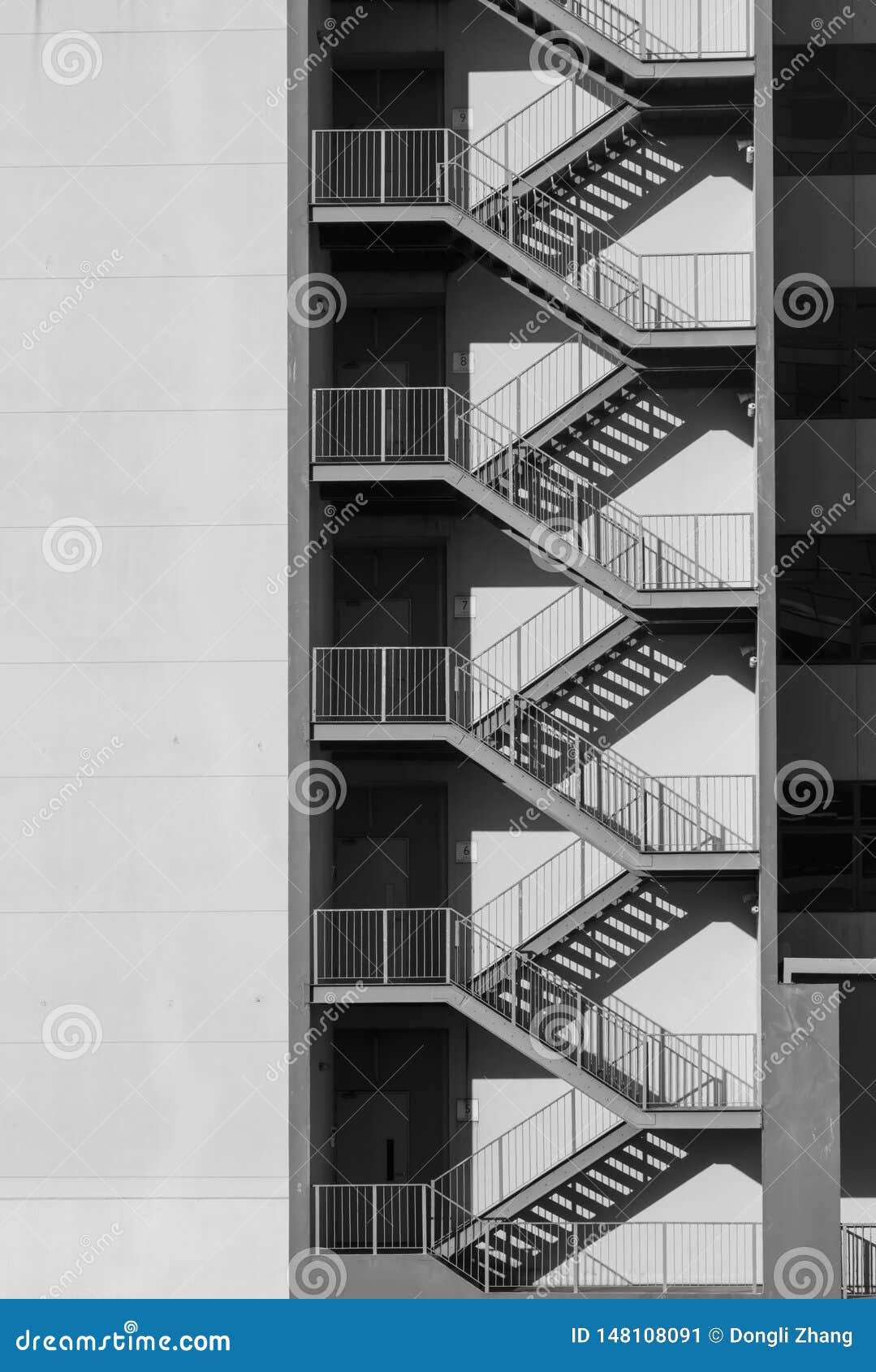 Building Facade with Outdoor Staircase Stock Image - Image of abstract ...