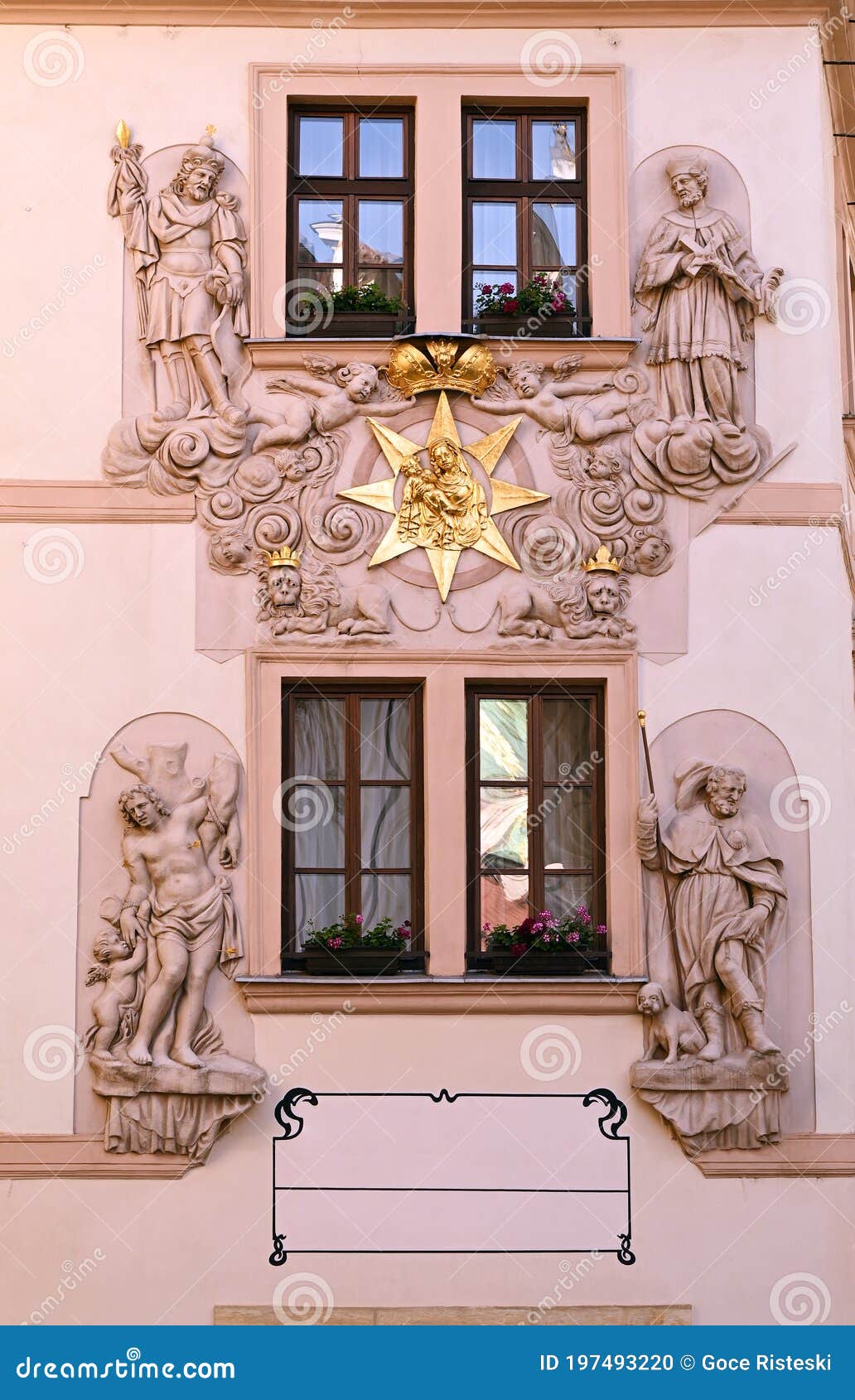 Building Facade with Sculptures in Prague Stock Photo - Image of prague ...