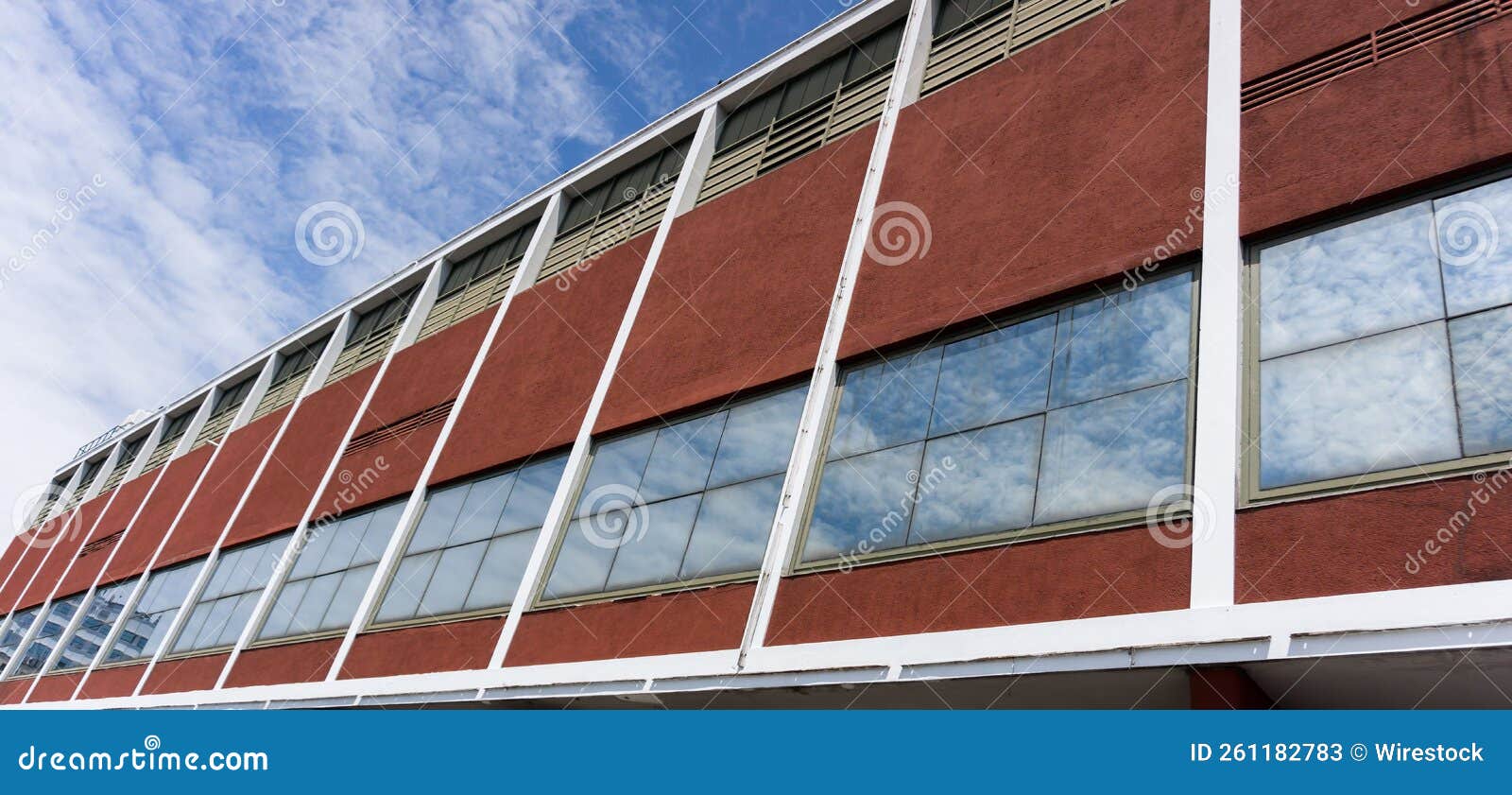 Building Facade with Vertical White Lines and Windows Editorial Stock ...