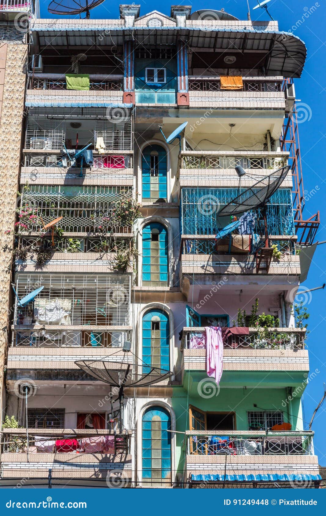 Building Facade Yangon in Myanmar Stock Photo - Image of facade ...