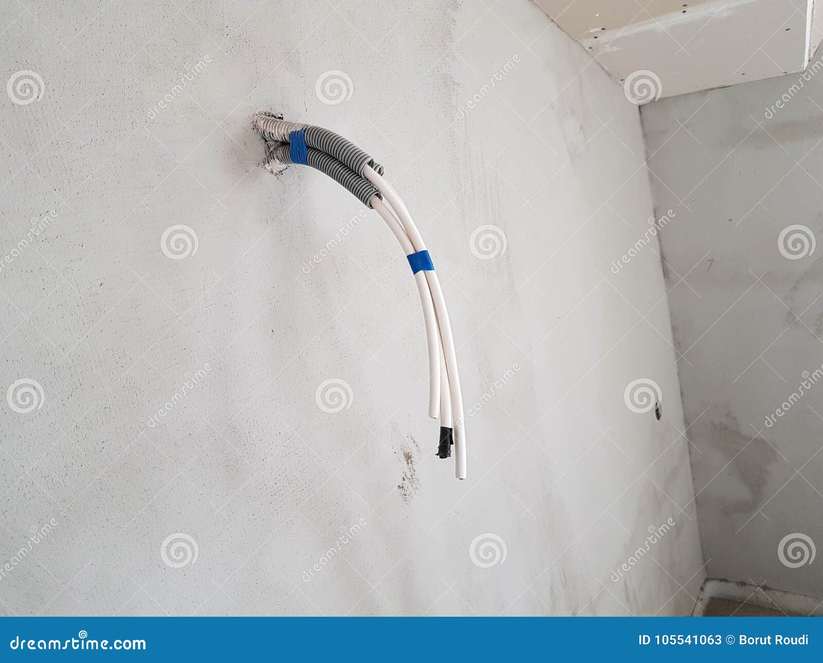 New Home Construction Showing Drywall with Electrical Boxes Stock Image ...