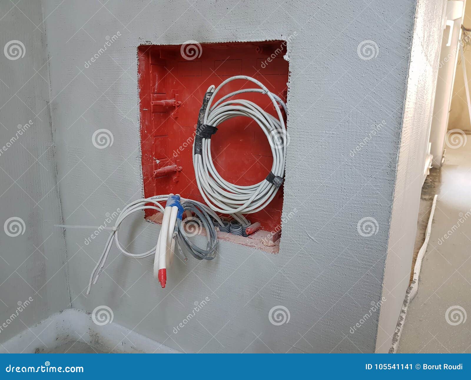 New Home Construction Showing Drywall with Electrical Boxes Stock Image ...
