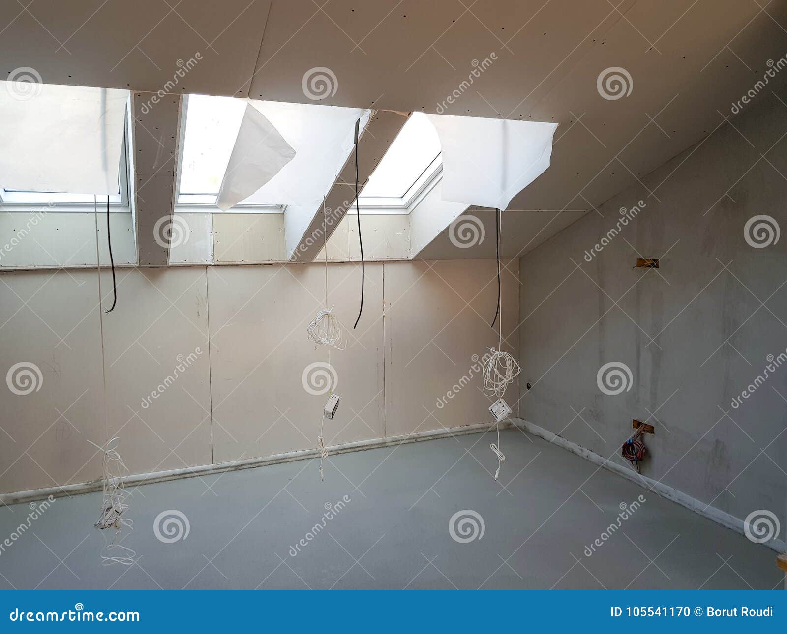 New Home Construction Showing Drywall with Electrical Boxes Stock Photo ...