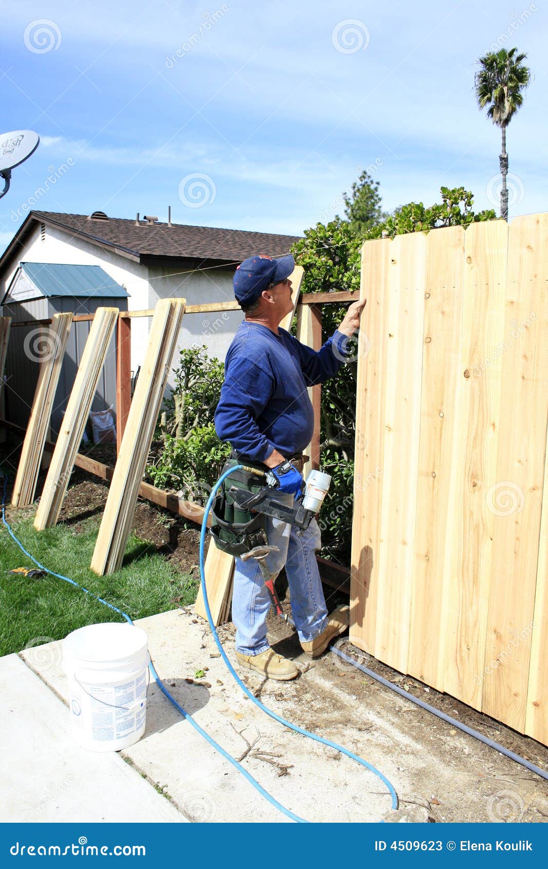 Building a Fence stock image. Image of division, hard - 4509623