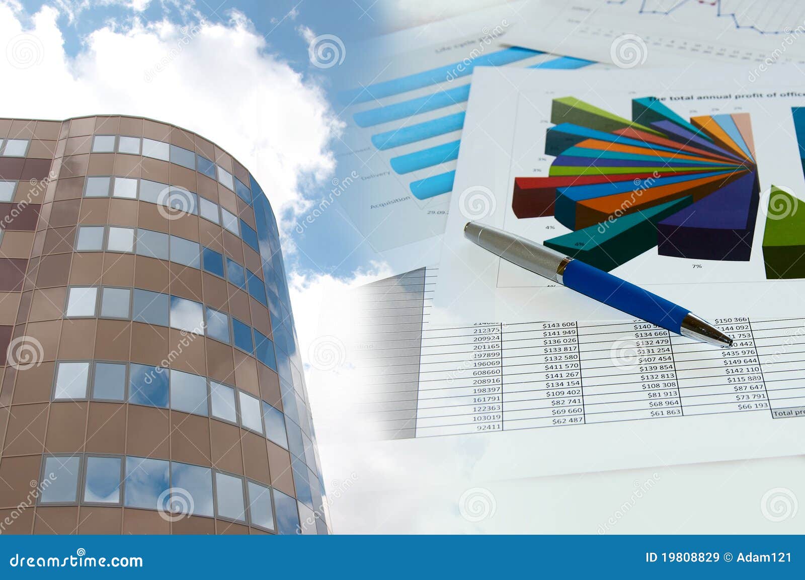 Building and Financial Chart, Business Collage Stock Image - Image of ...