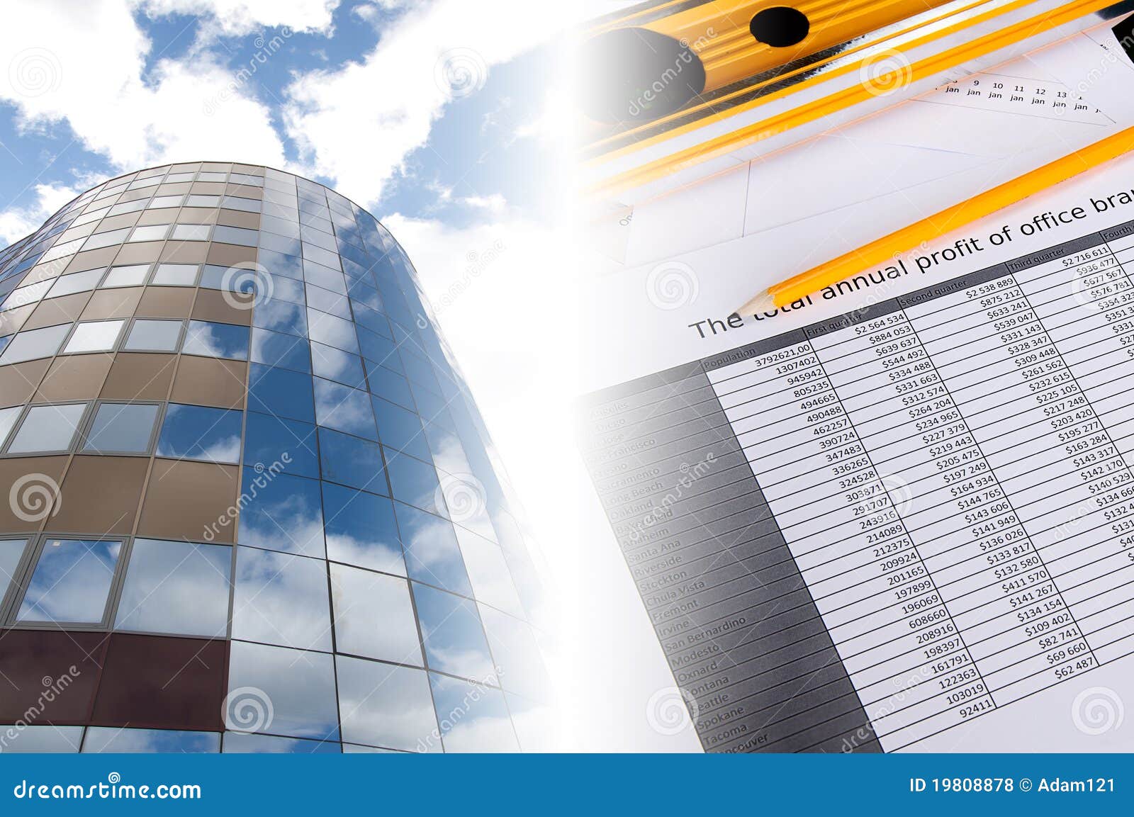 Building and Financial Chart, Business Collage Stock Photo - Image of ...